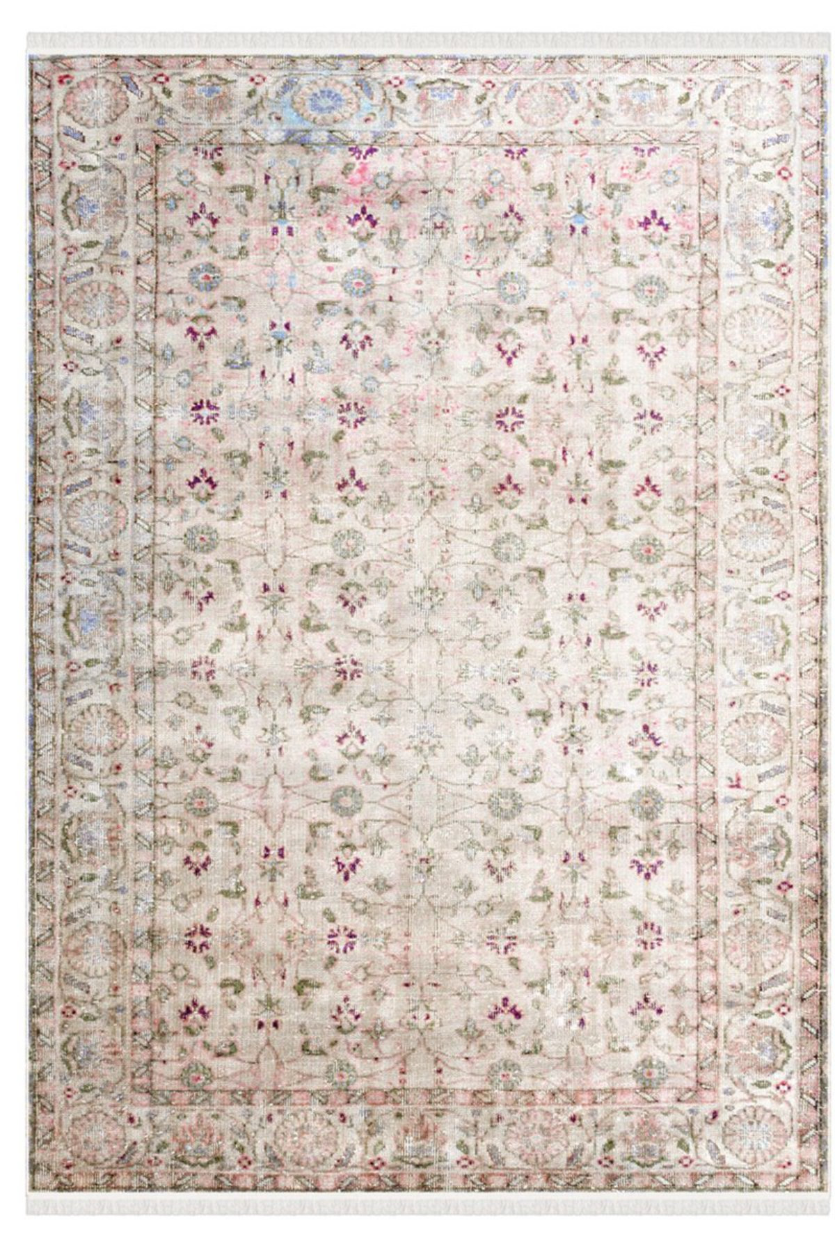 Rugpera Amro Beige And Pink Color Floral Design Carpet Machine Woven ...
