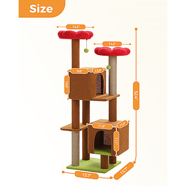 Archie & Oscar™ Cat Tree, 52.4" Cat Tree Tower For Indoor Cats, Cute ...
