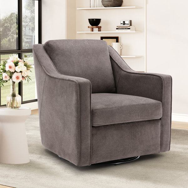 Ebern Designs Upholstered Swivel Arm Accent Chair – Comfortable 360 ...