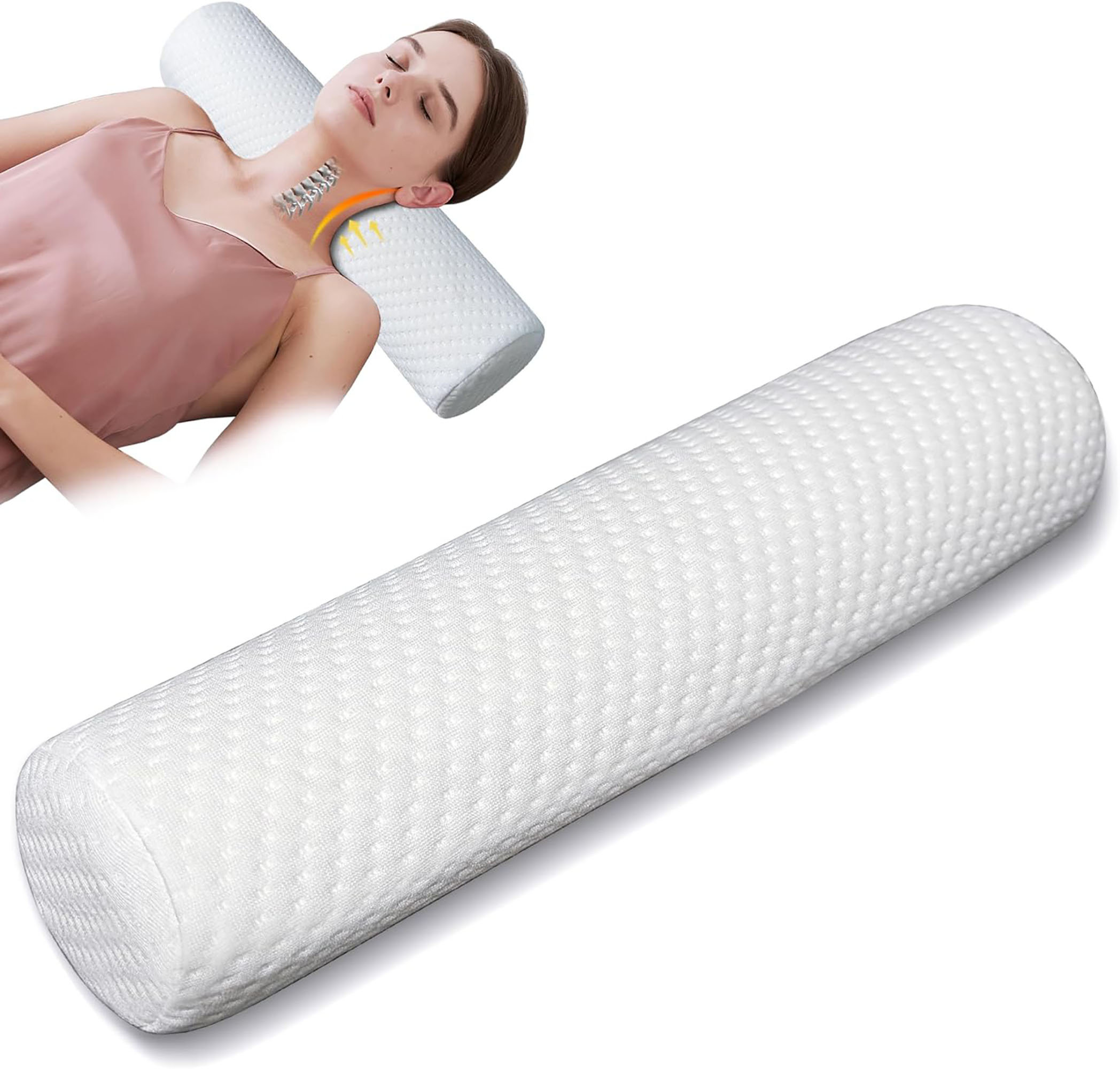 Fairub Neck Roll Pillow, Cervical Roll Pillow With Liner And Washable ...