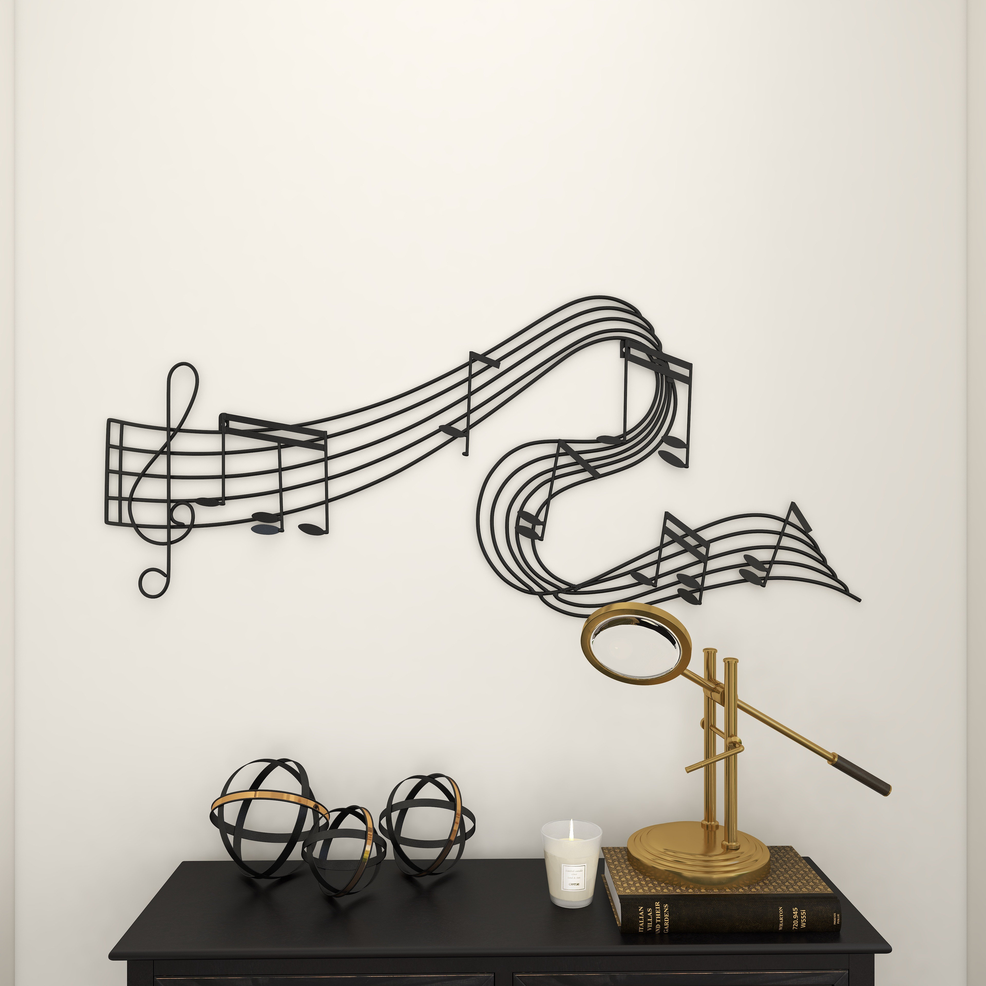 Winston Porter Metal Wavy Musical Notes Home Black Wall Decor & Reviews ...