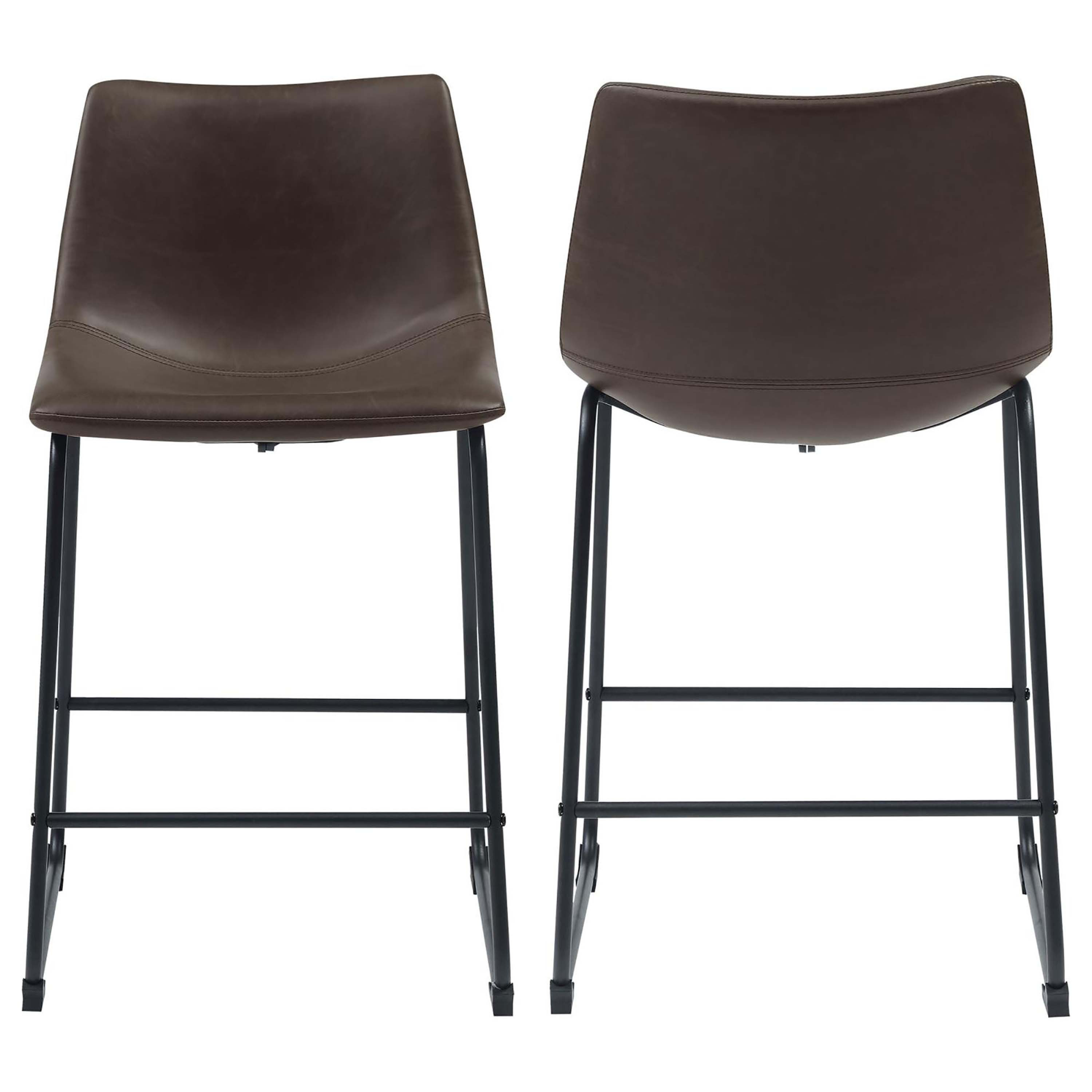 17 Stories Brown and Black Armless Counter Height Stools (Set of 2 ...