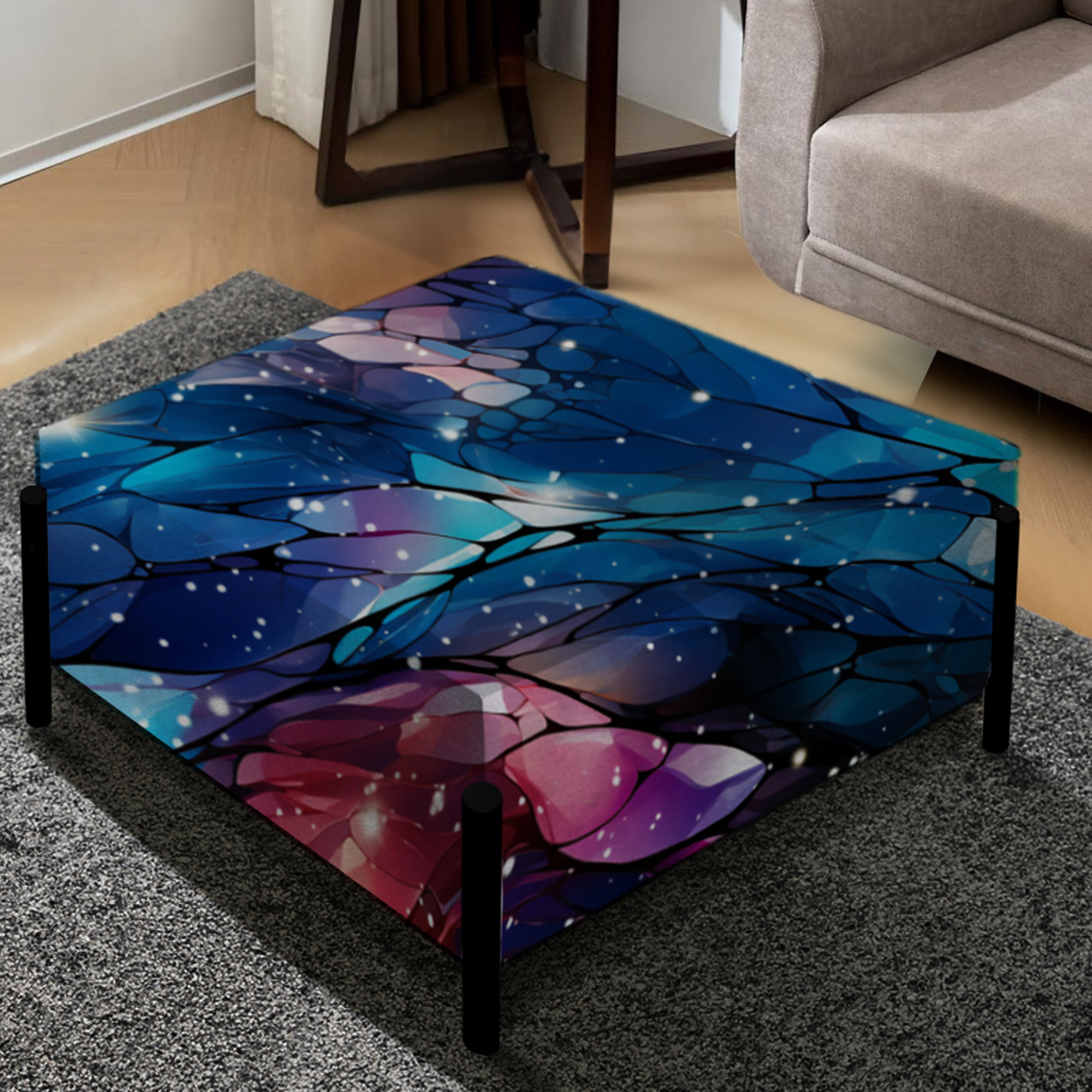 Design Art Blue And Pink Stardust Glint Capture Marble - Marble Large ...