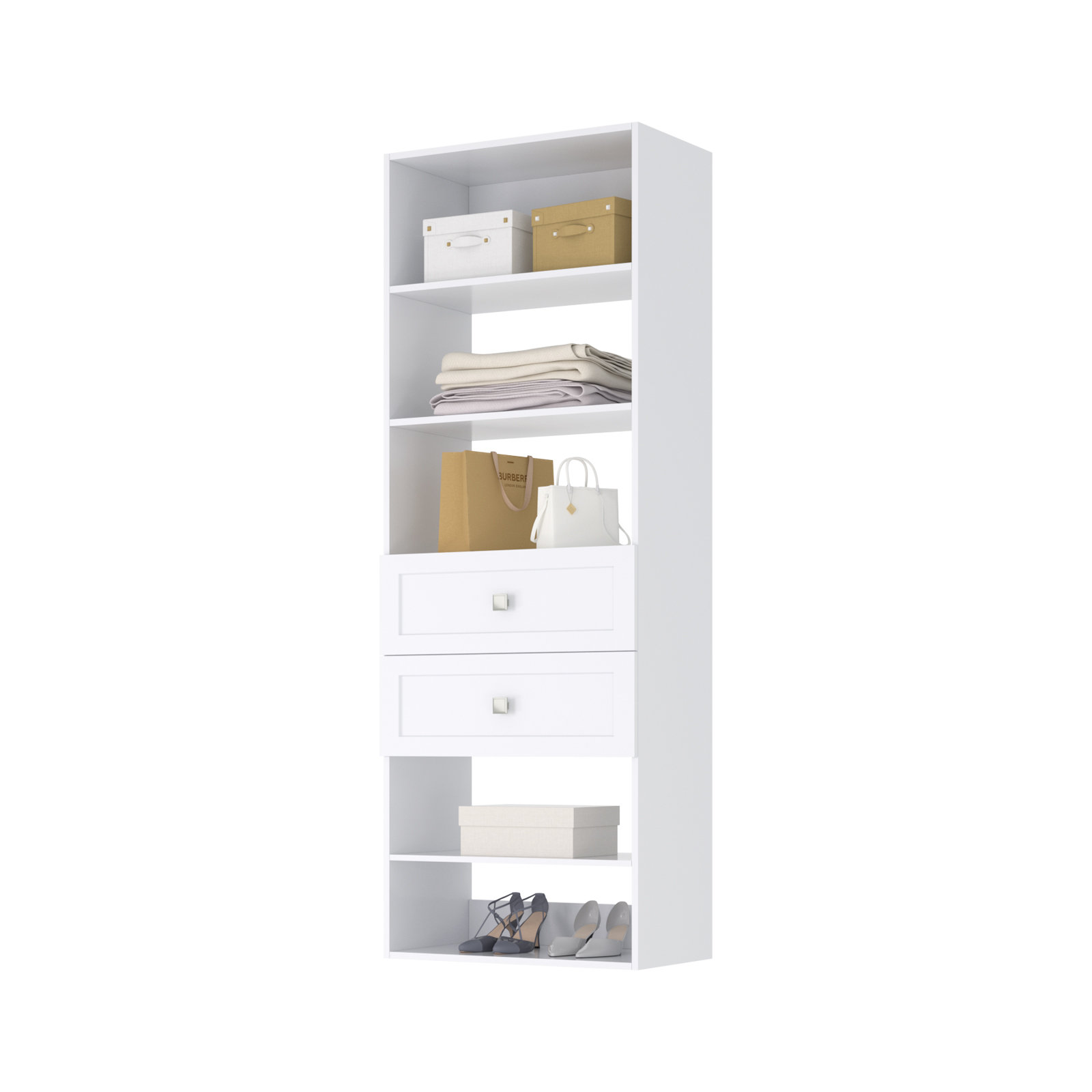 Latitude Run® 2 Drawer Shelf Tower Unit Combined Cabinet Box and Shaker ...