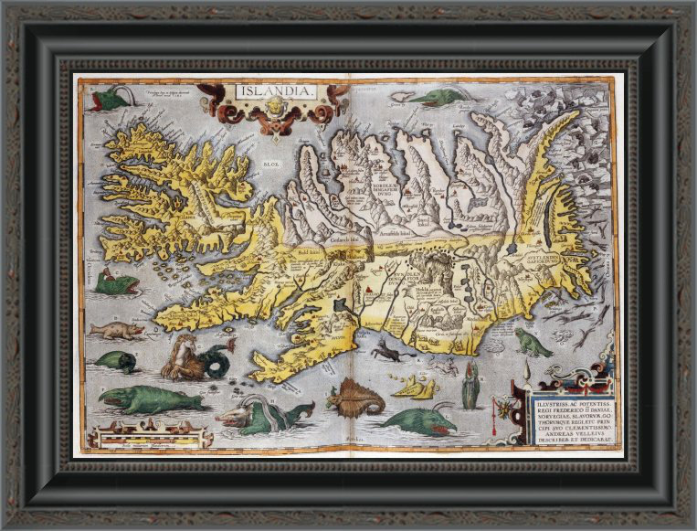East Urban Home 'Hand Colored Map of Iceland' Framed Print | Wayfair