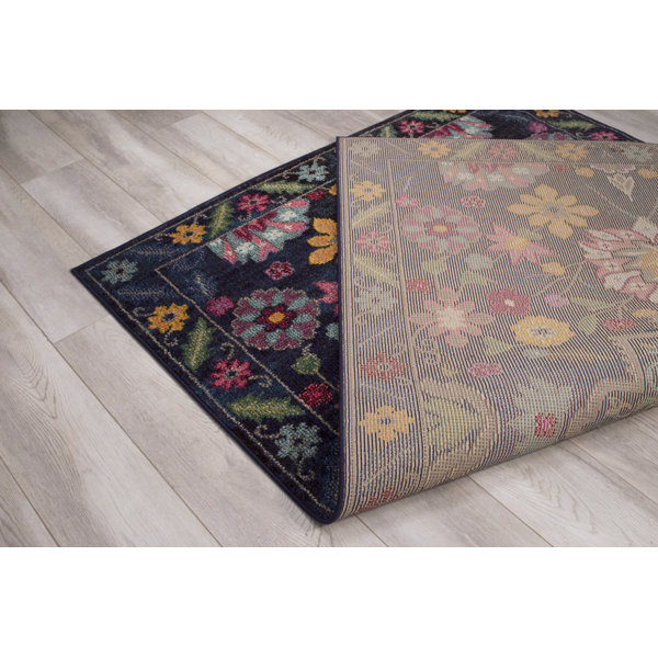 Alcott Hill® Boulton Vibrant Bloom Black Area Rug | Wayfair