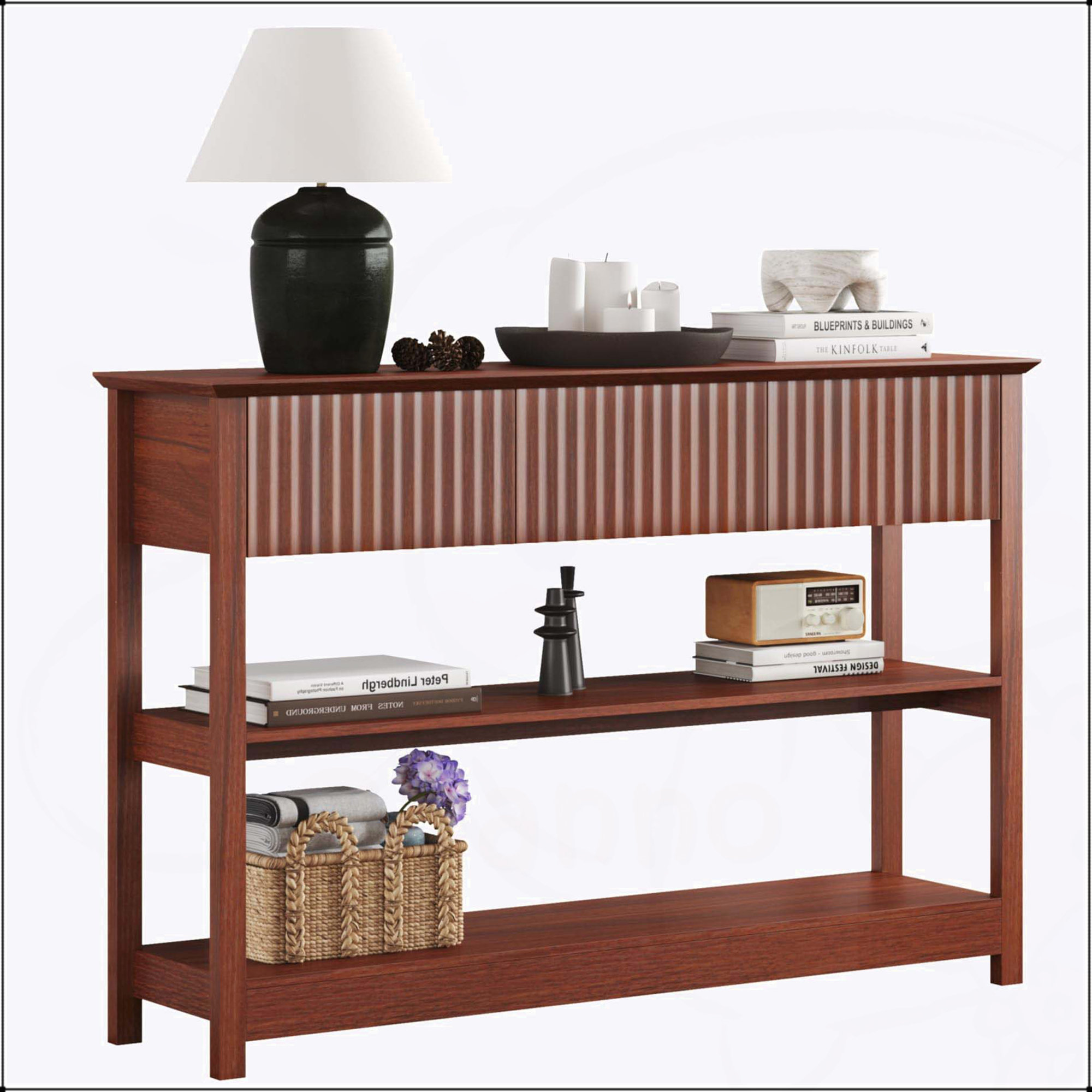 Latitude Run® 47 Inch Fluted MDF Console Table with Dual Drawers and ...