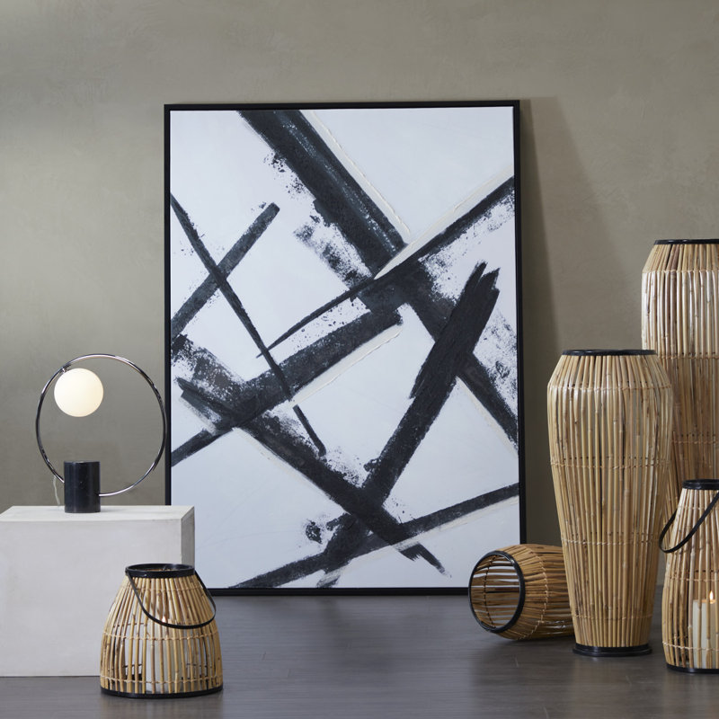 Orren Ellis Canvas Abstract Black Framed Wall Art with Black Frame ...
