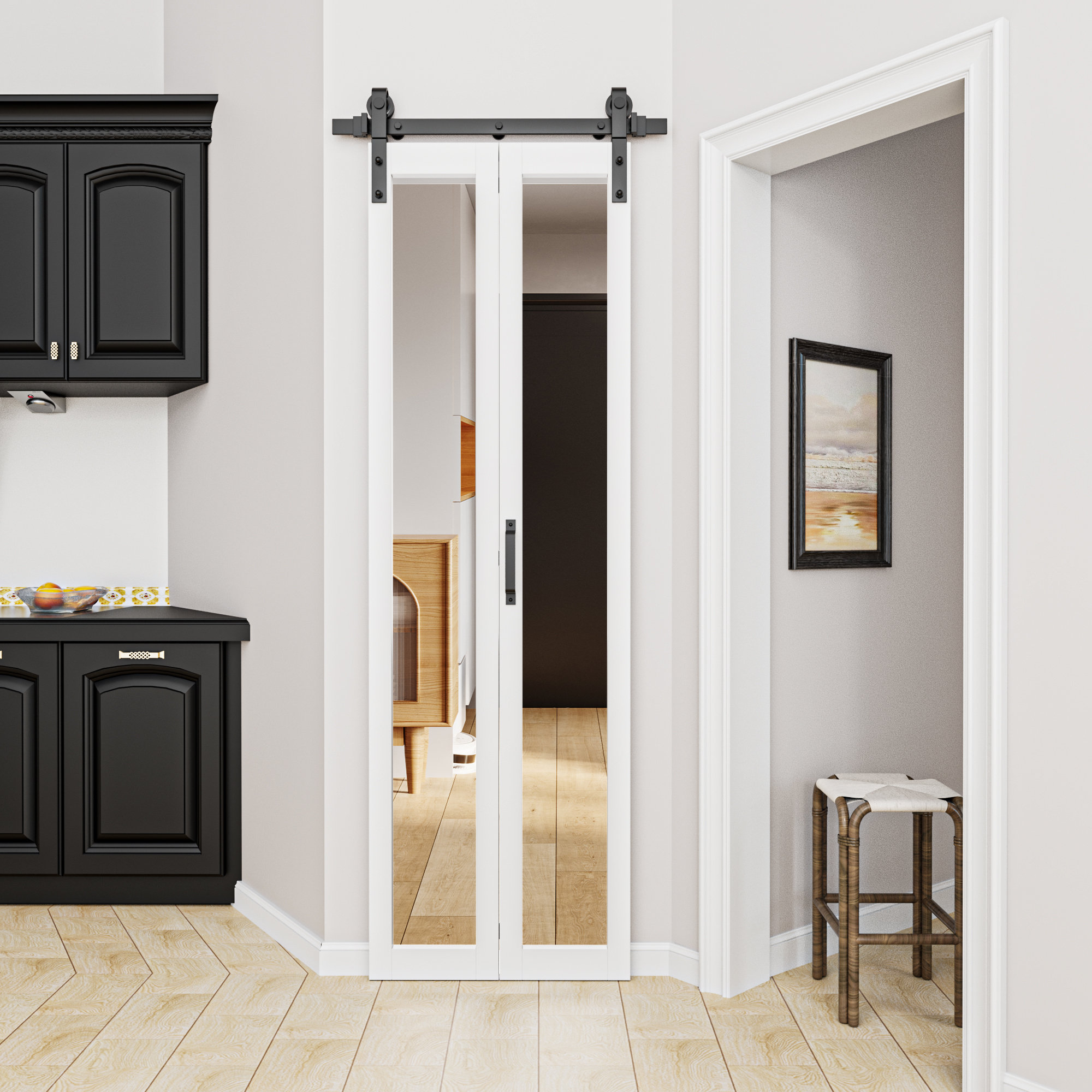 Win Stellar 84-In Full Lite Mirror White Equal Frosted Glass Single ...