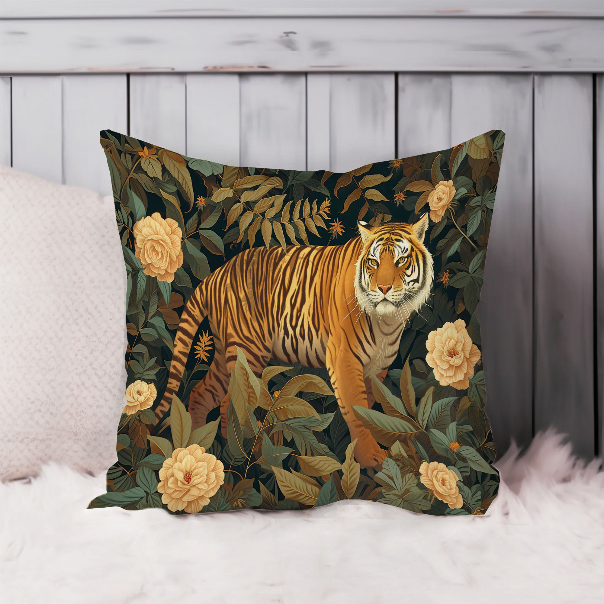 Ethan Taylor Animals William Morris Tiger VIII Cottage Throw Pillow ...