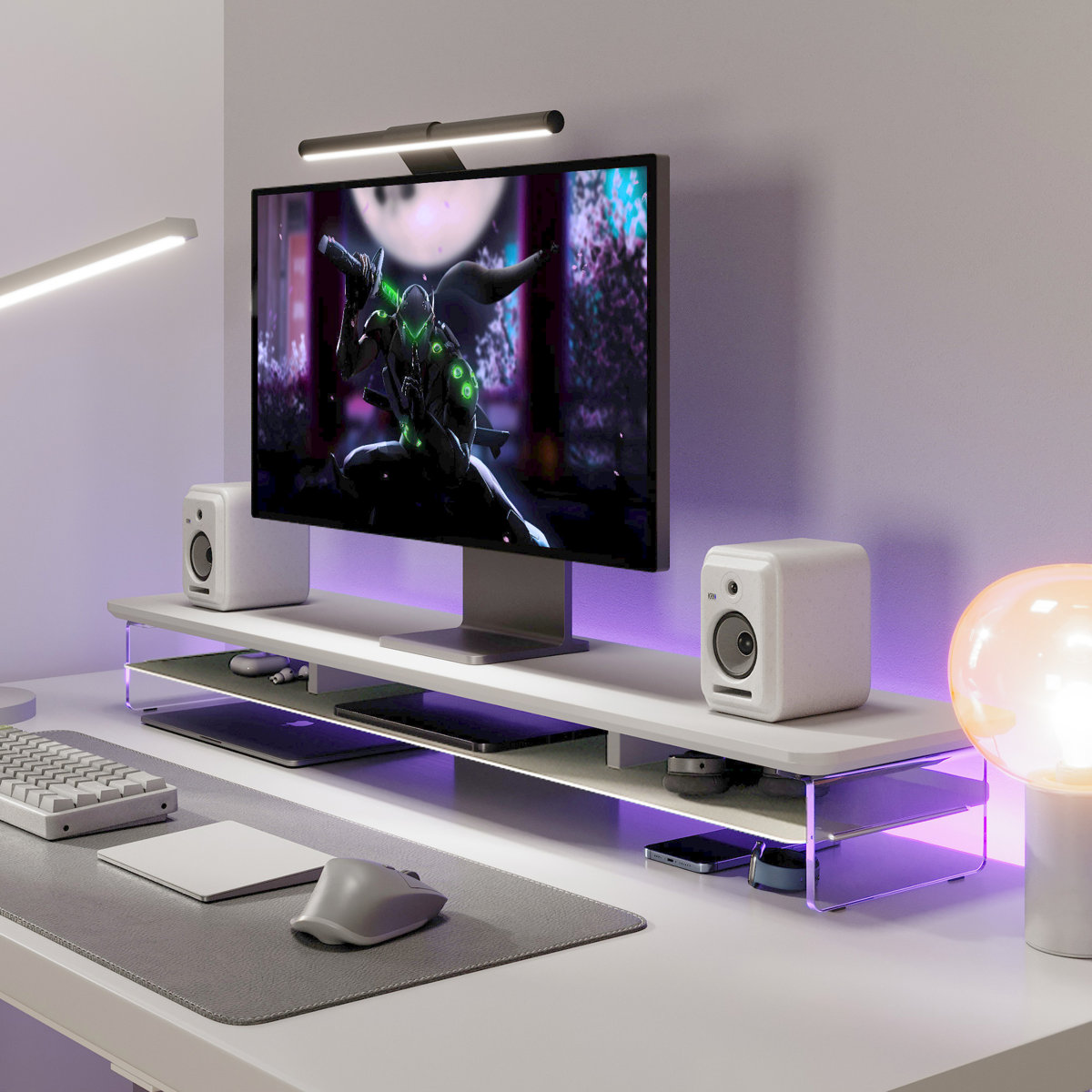 Orren Ellis Acrylic Monitor Stand Riser, 42.5 Inches Acrylic Clear Dual ...