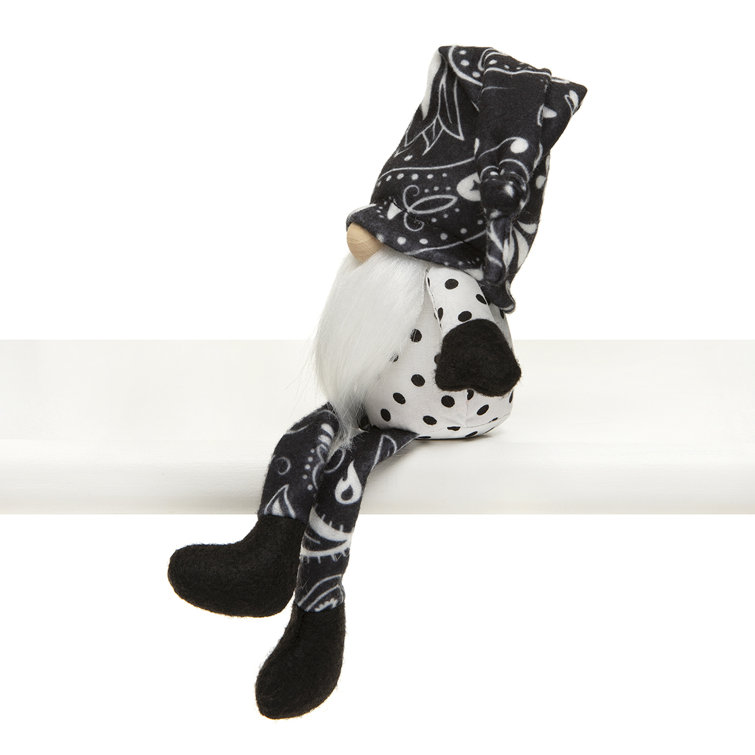 The Holiday Aisle® BANDANA GNOME BLACK/WHITE WITH FLOPPY LEGS 4"X2.5 ...