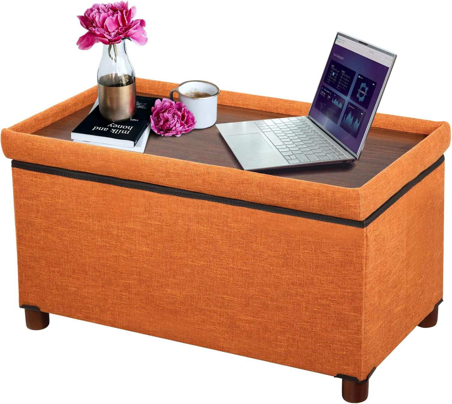 Latitude Run® Storage Bench With Wooden Legs For Living Room Ottoman ...