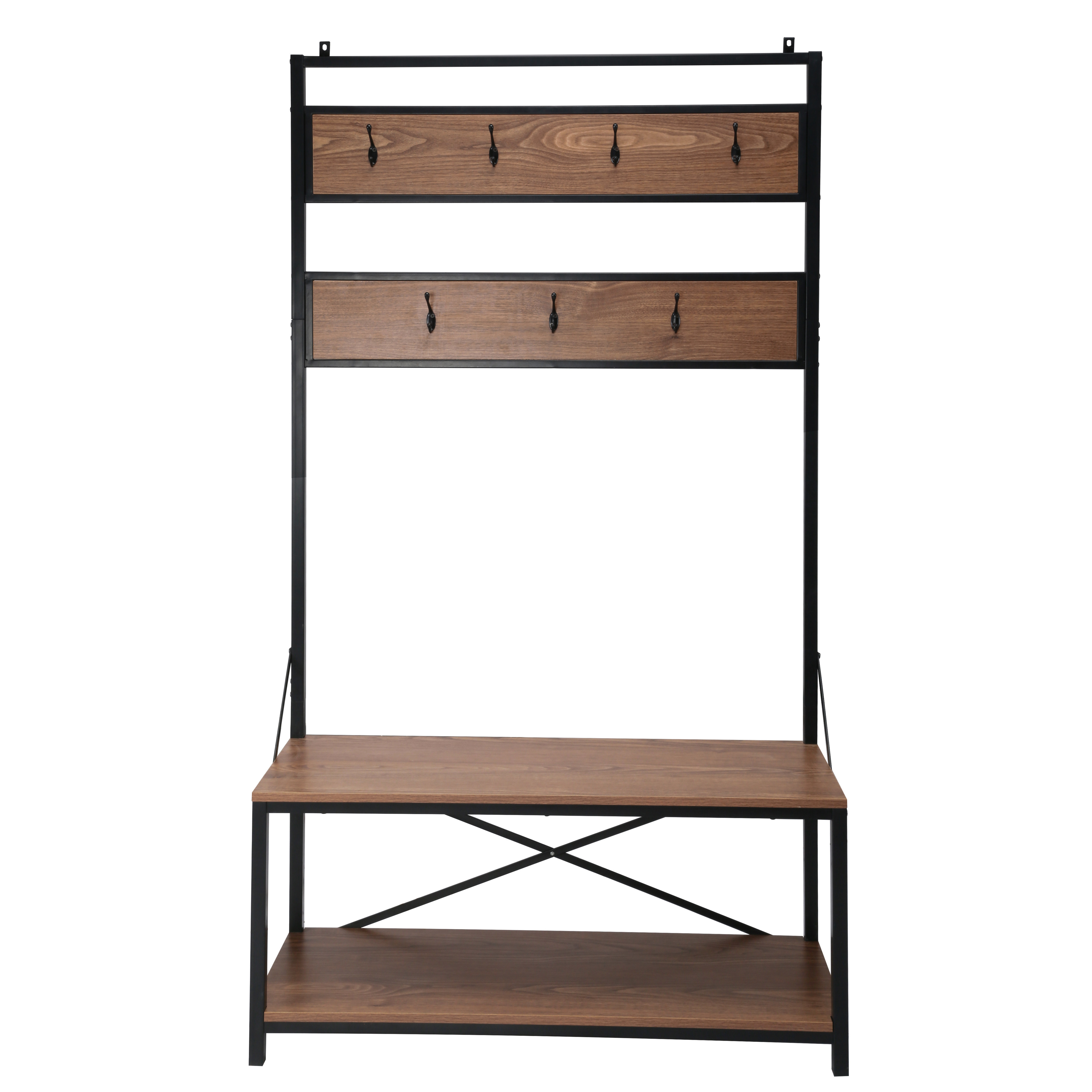 17 Stories Iron Hall Tree with Bench and Shoe Storage | Wayfair