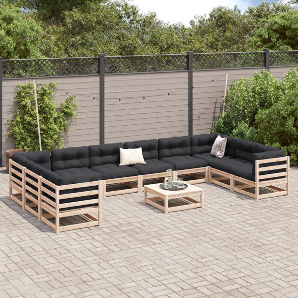Vidaxl 11 Piece Garden Sofa Set Solid Wood Pine | Wayfair.co.uk