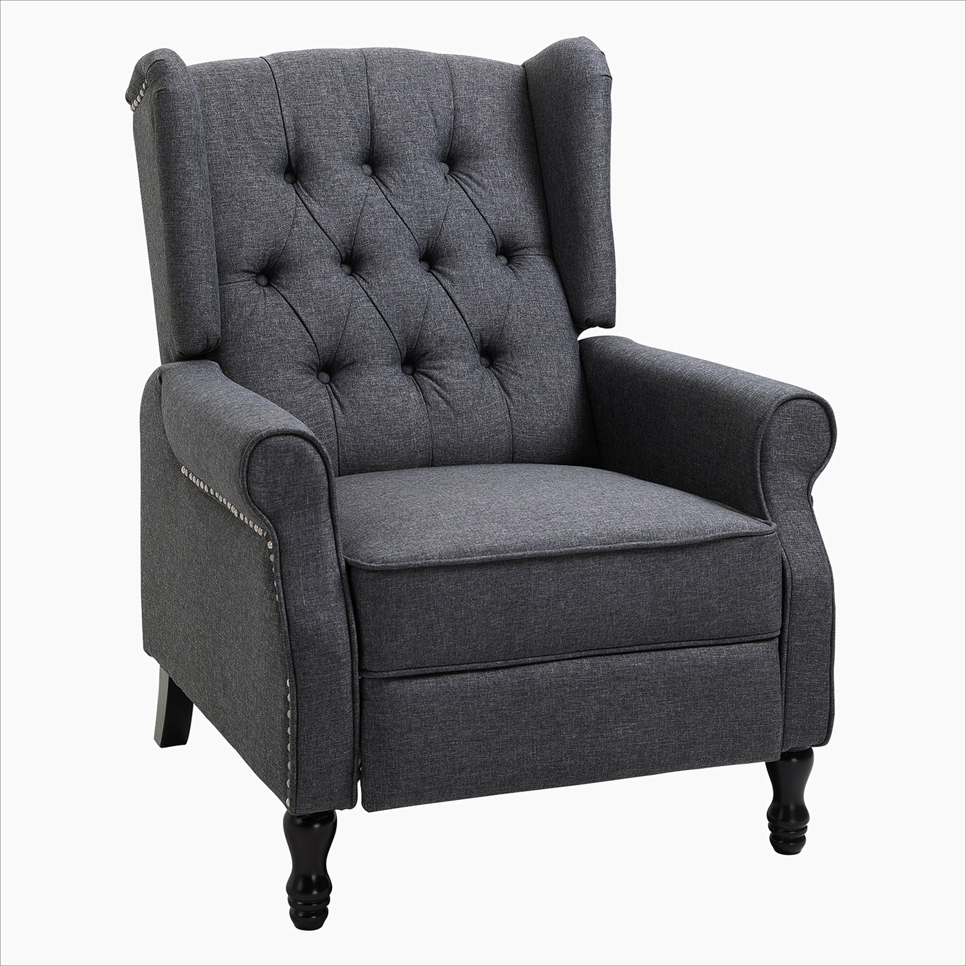 Darby Home Co Fabric Upholstered Wingback Recliner, Tufted Push Back ...