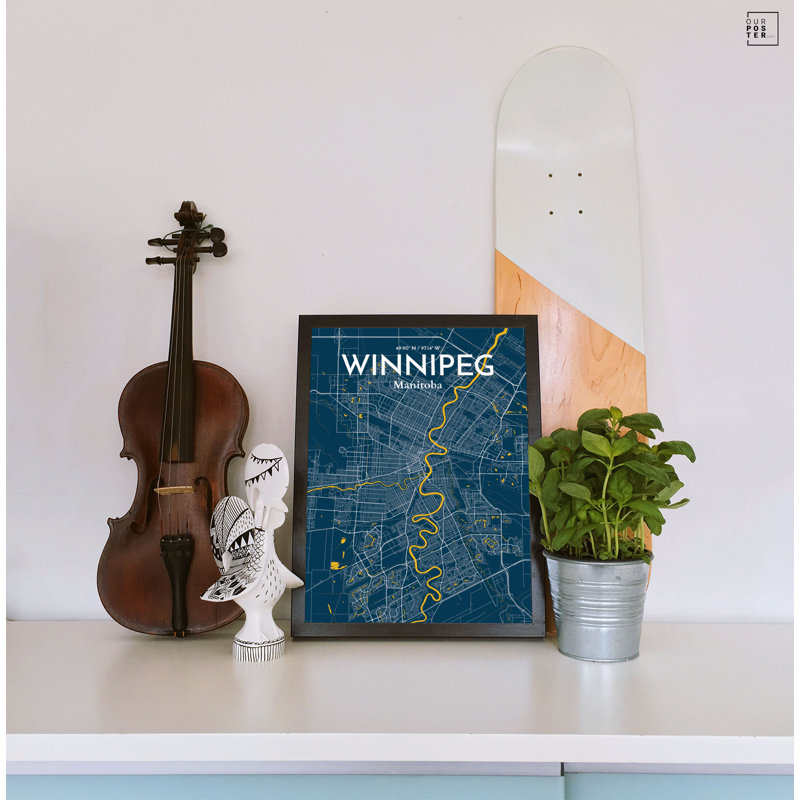 OurPoster.com 'Winnipeg City Map' Graphic Art Print Poster in Amuse ...