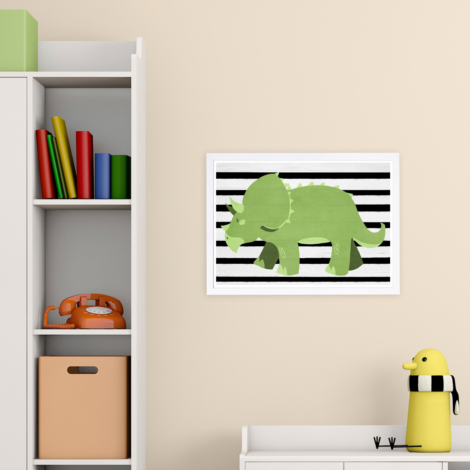 Isabelle & Max™ 'Folk Triceratops' Framed Graphic Art - Wayfair Canada