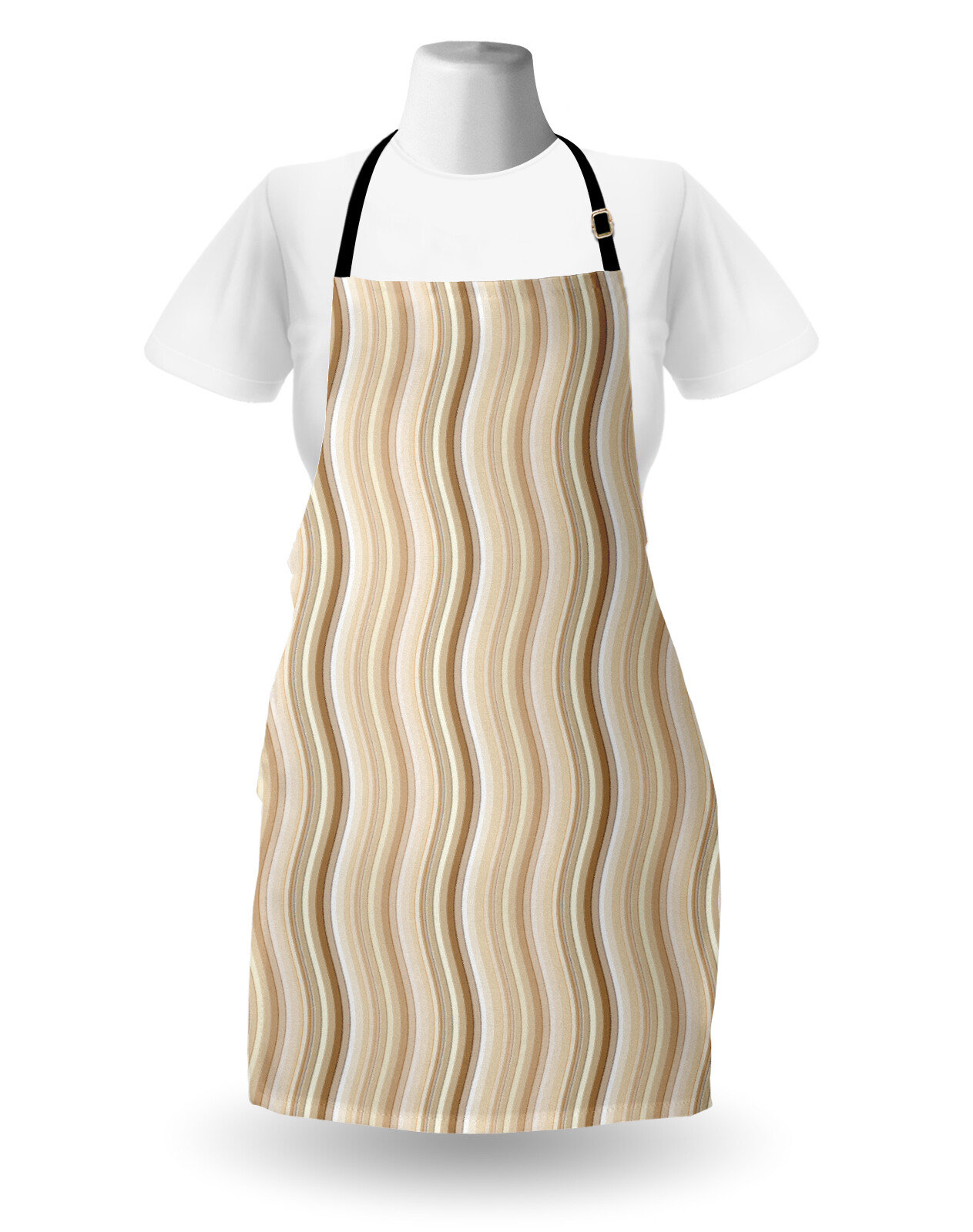 East Urban Home Tan Apron Unisex, Wavy Lines Vertical Swirl, Adult Size ...