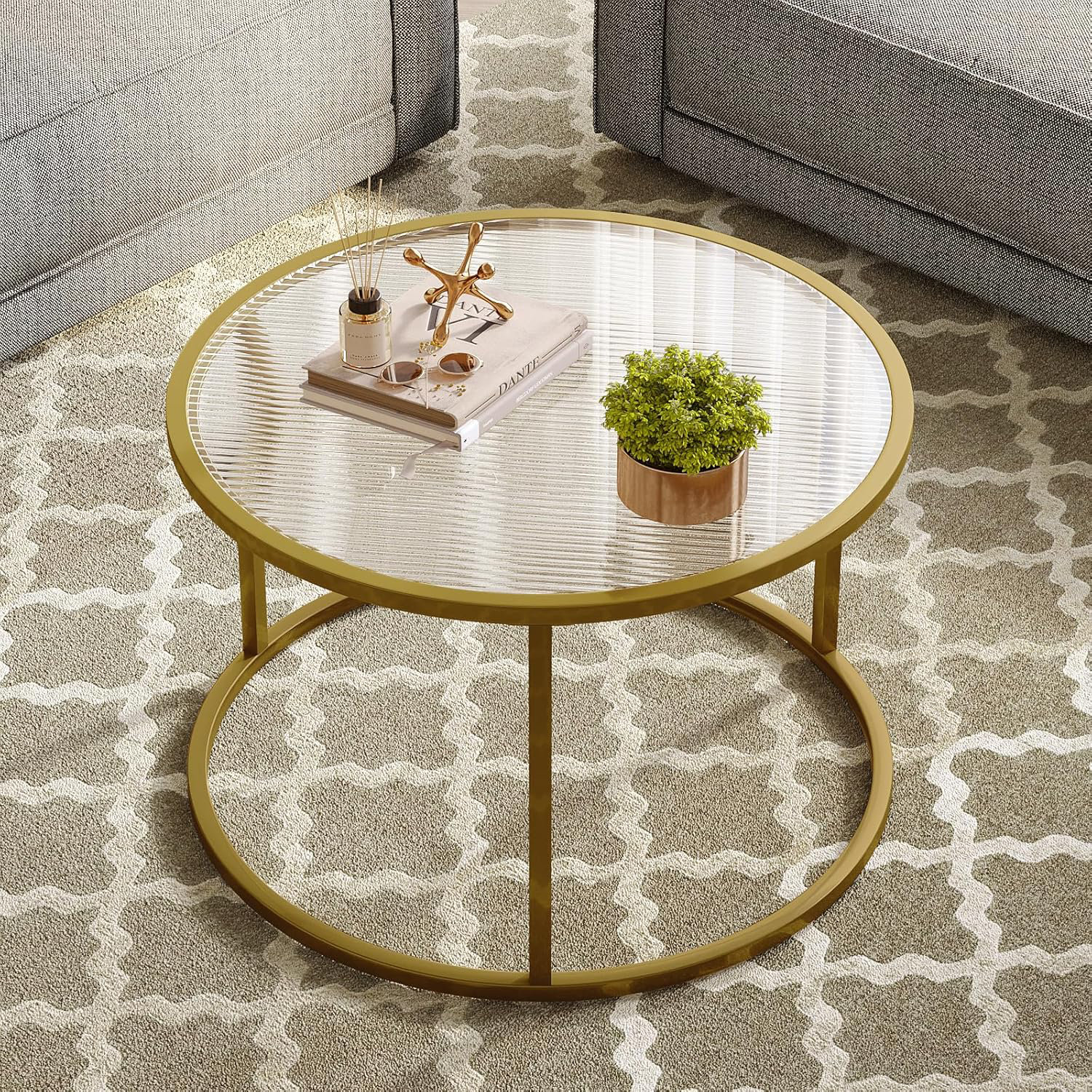 Mercer41 Coffee Table Small Round Coffee Tables Modern Tempered Glass ...