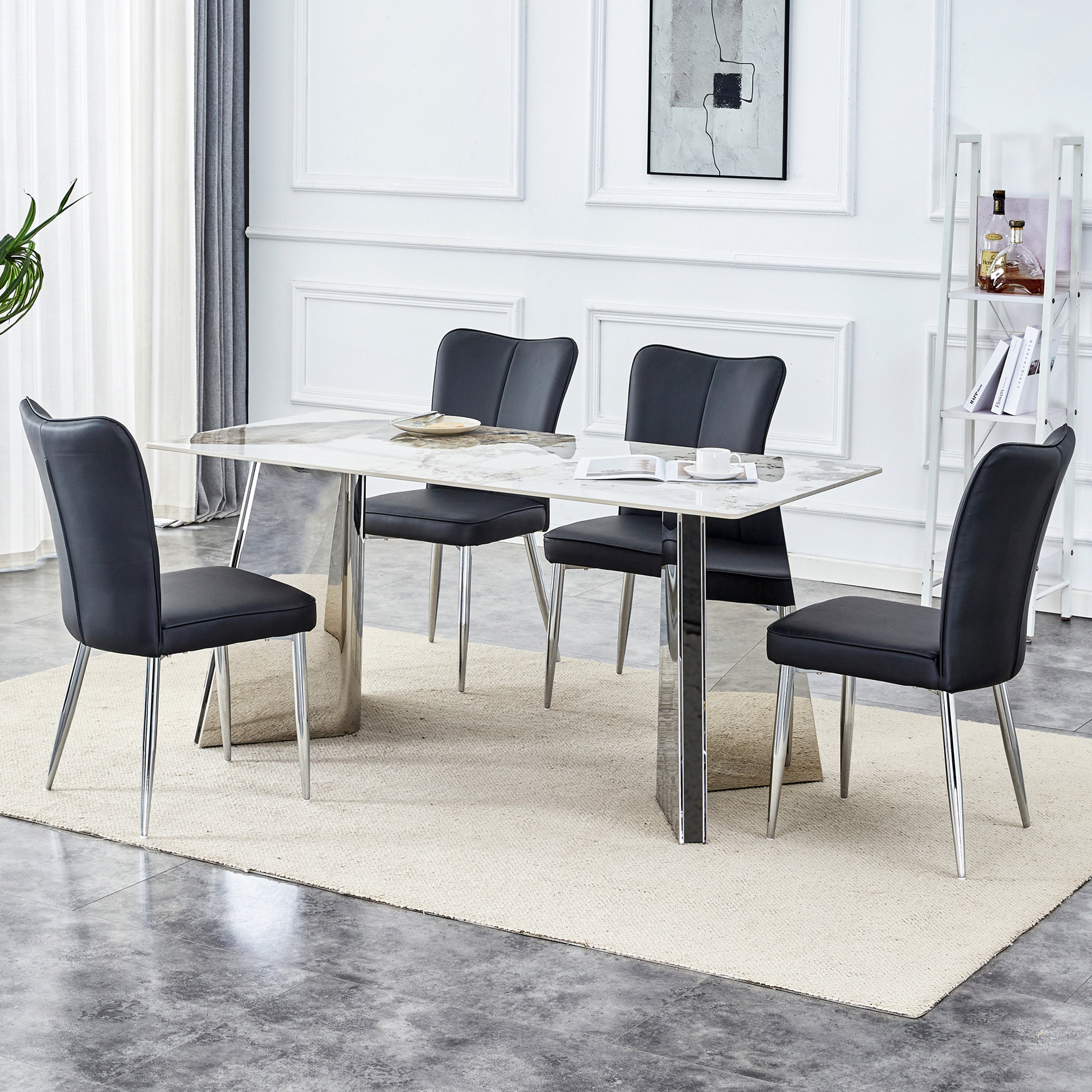 Orren Ellis Table And Chair Set. Luxurious Pandora Patterned Sintered ...