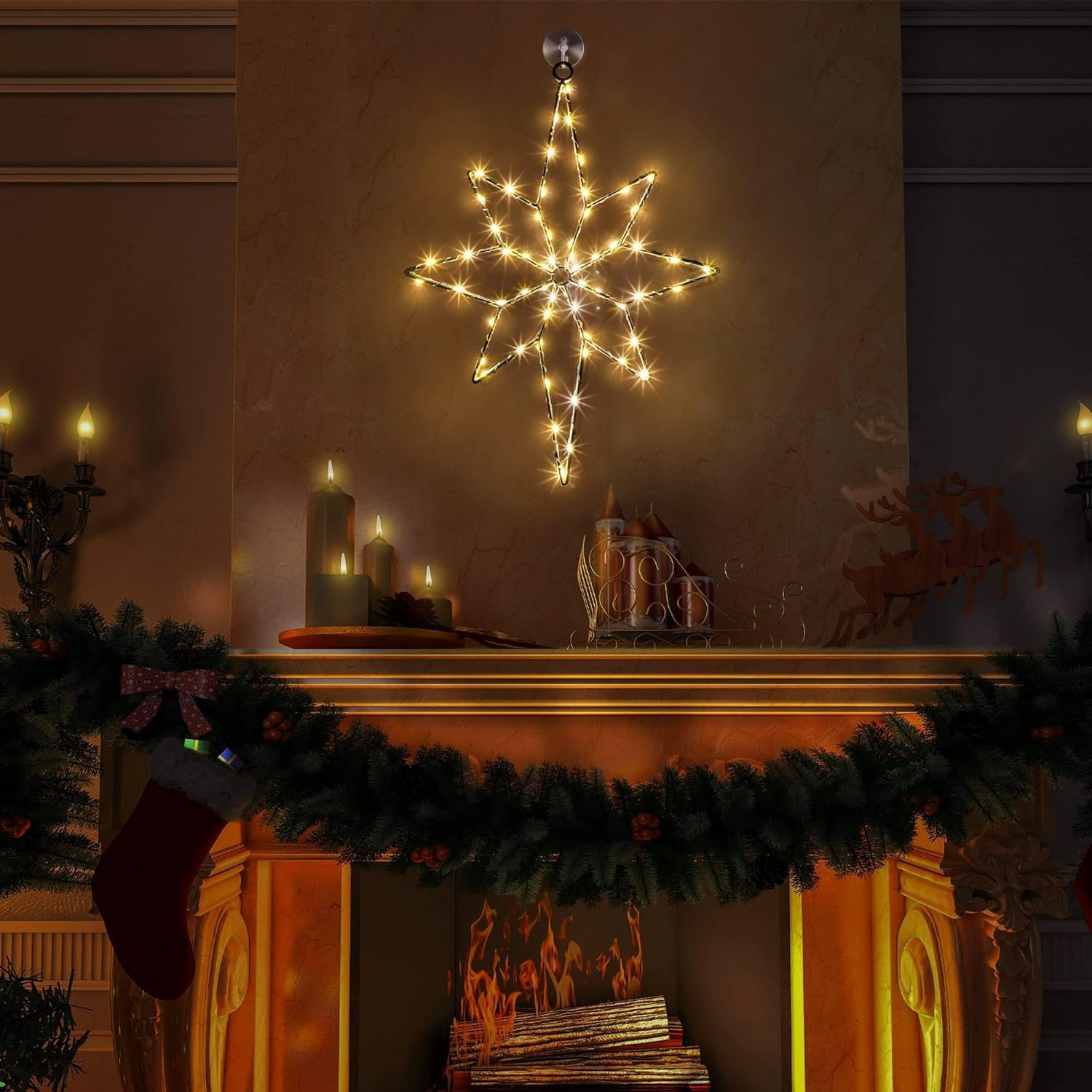 The Holiday Aisle® 24 Inch Large Christmas Window Light Decorations, 8 ...