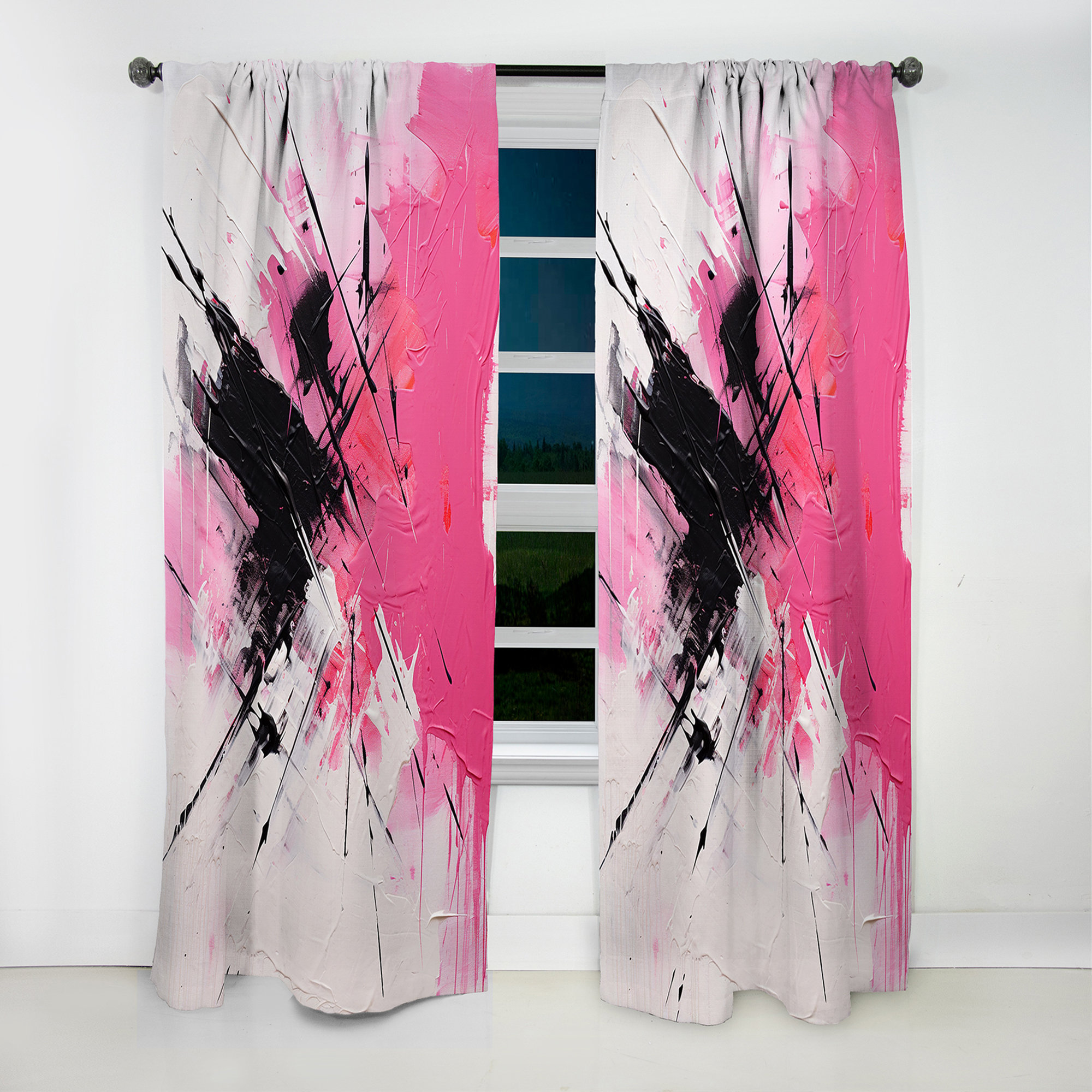 East Urban Home Khalid - Fuchsia Curtain - Blackout Floral Curtain - 1 ...