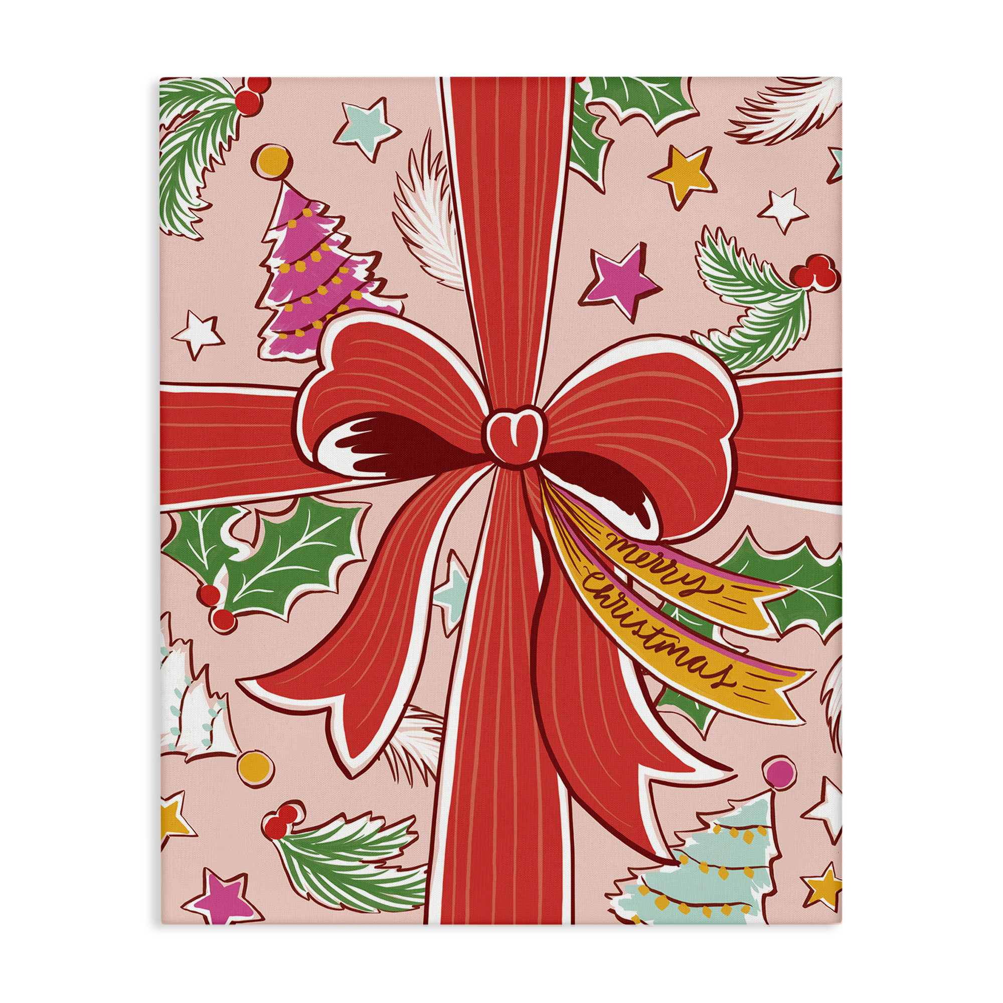 Alcott Hill Christmas Bow and Trees Canvas Wall Art by Heather ...