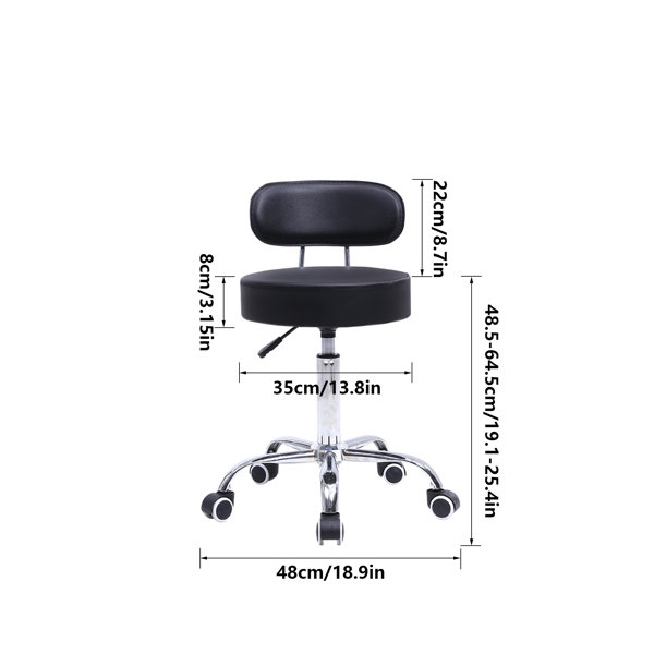 Inbox Zero Backed Adjustable Height Ergonomic Lab Stool with Wheels ...