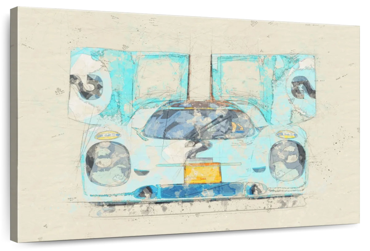 Ebern Designs Mehar 1971 Porsche 917K Race Car Front View Drawing ...