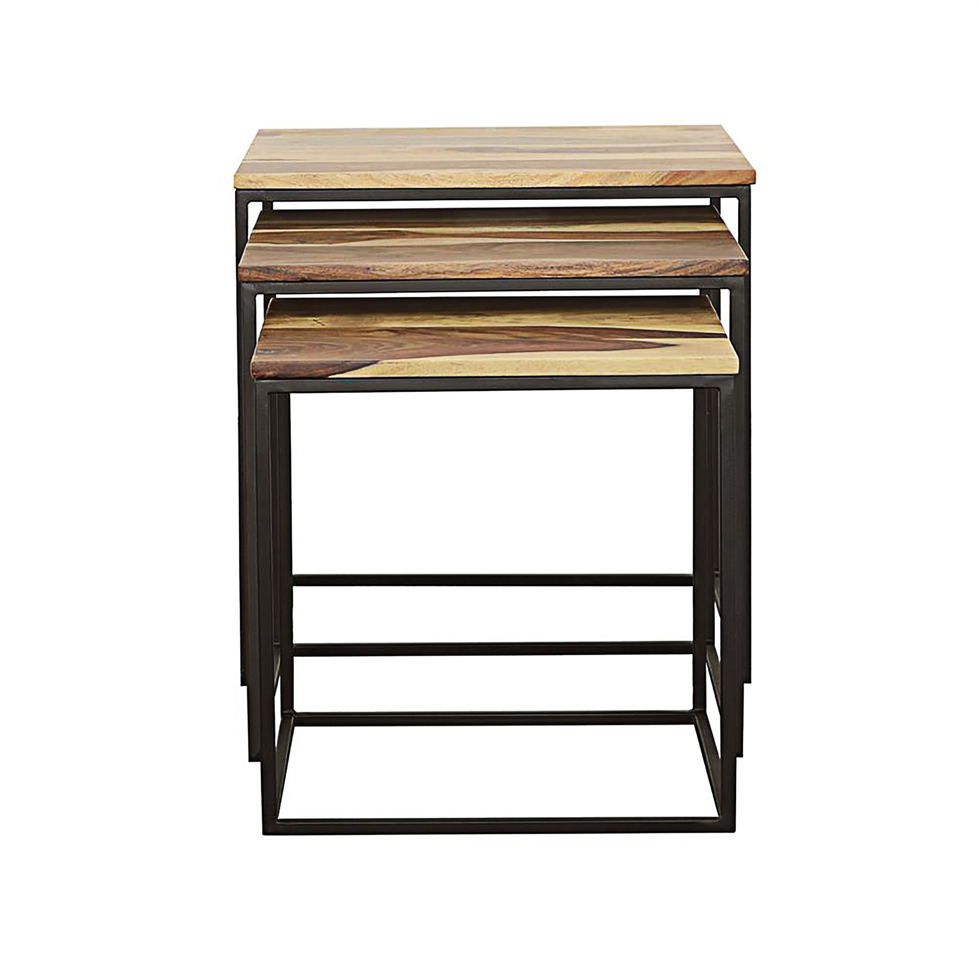 Ophelia & Co. Natural And Black 3-Piece Nesting Table | Wayfair