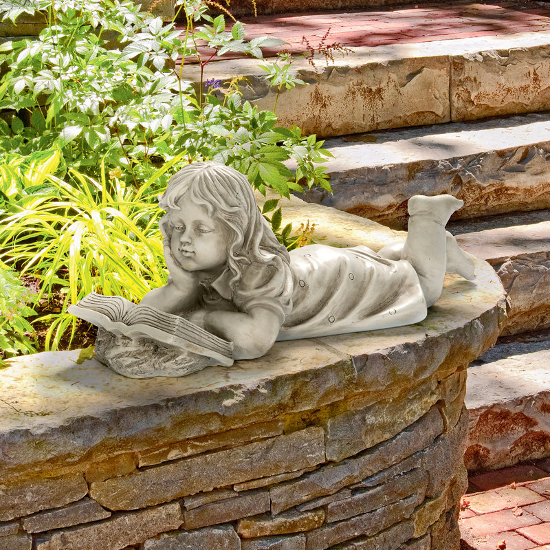Design Toscano Backyard Scholar Little Girl Reading Statue & Reviews ...