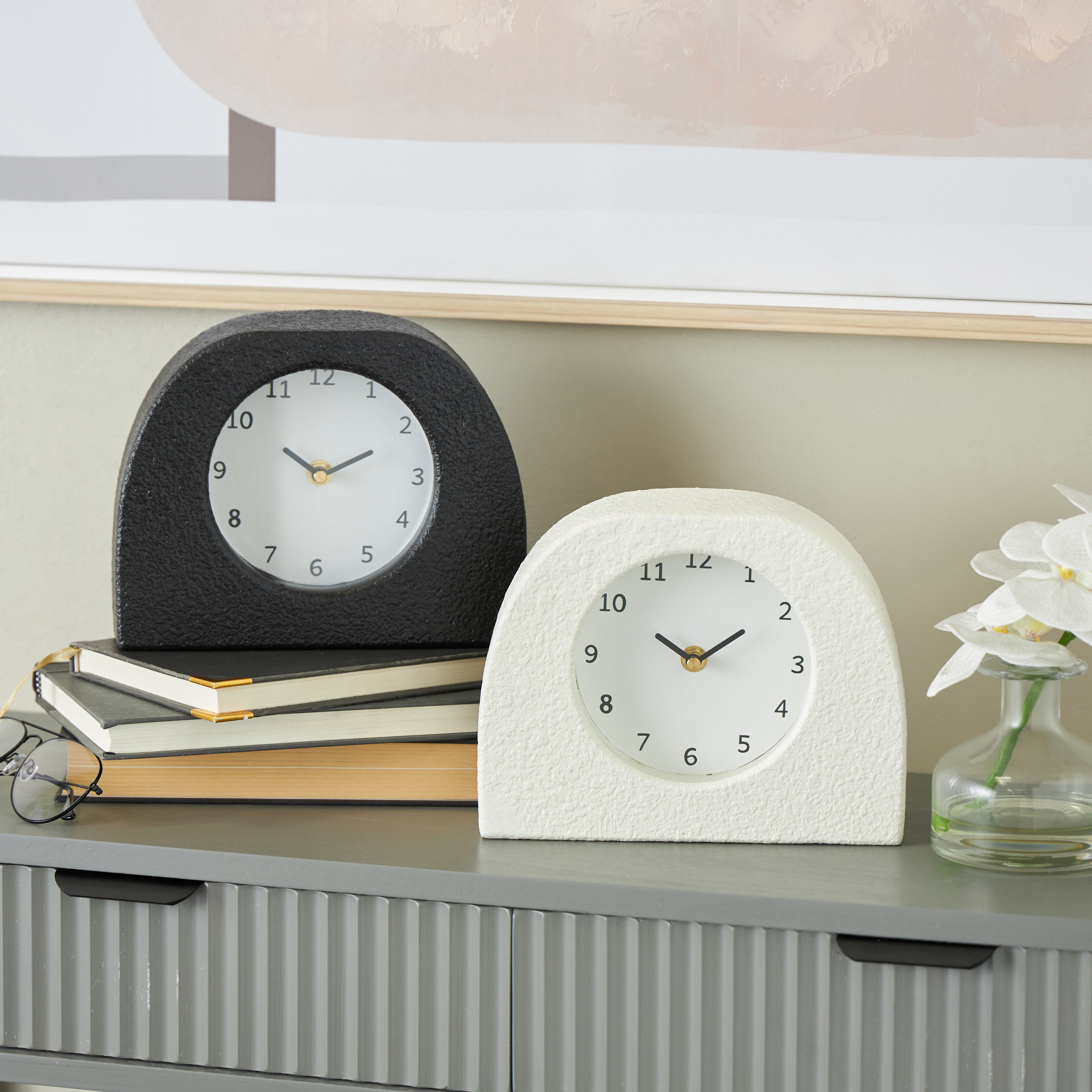 Latitude Run® Cole And Grey Metal Textured Decorative Clock With Gold ...