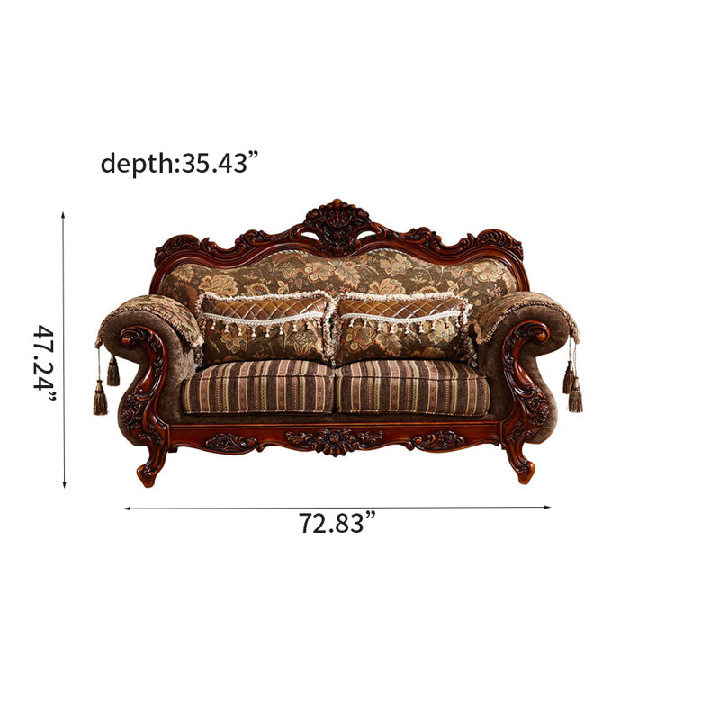 Romero Fabric Solid Wood American Sofa 72.83'' Chenille Rolled Arm ...