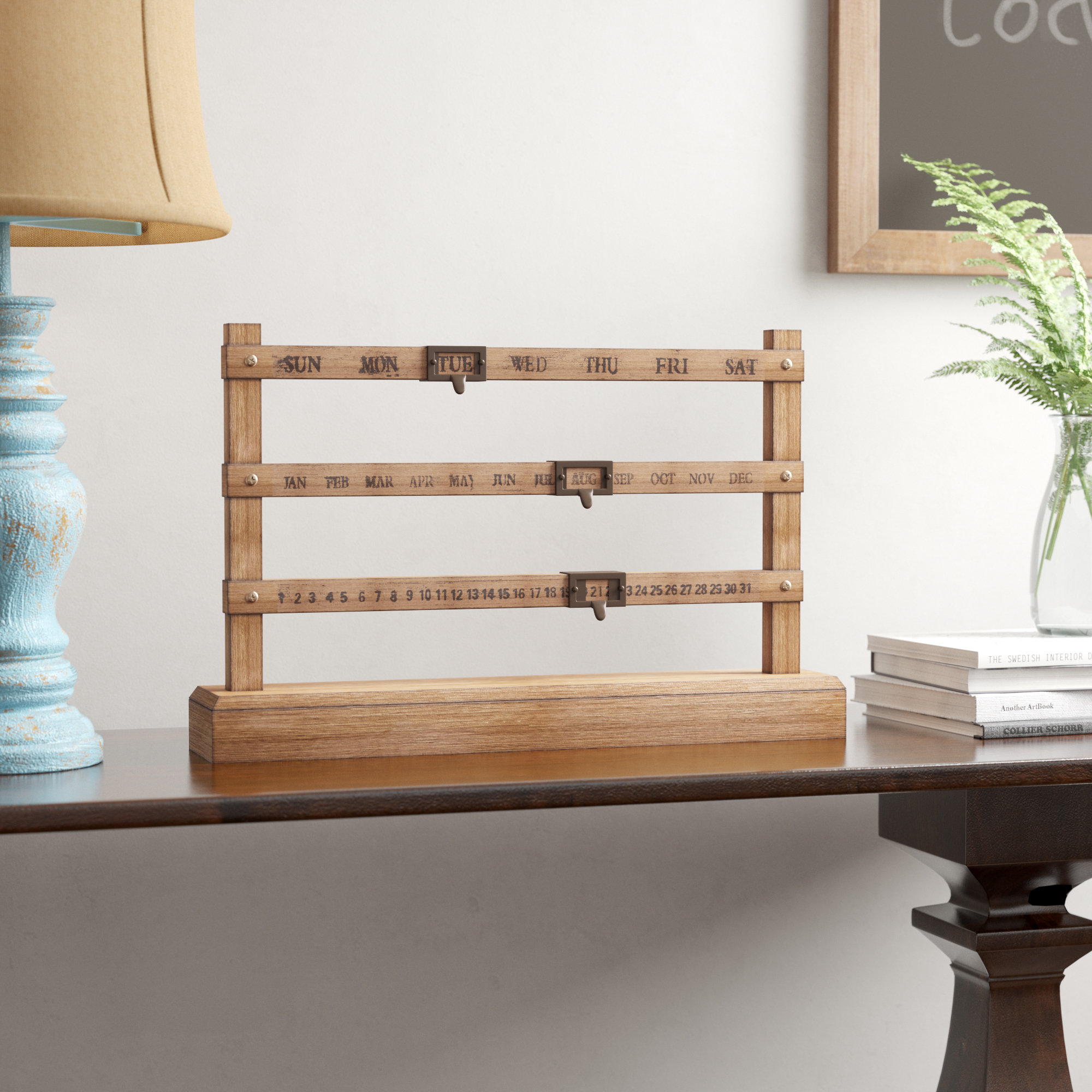 Union Rustic Bewley Wood Sign Brown Decorative Sculpture with Calendar ...