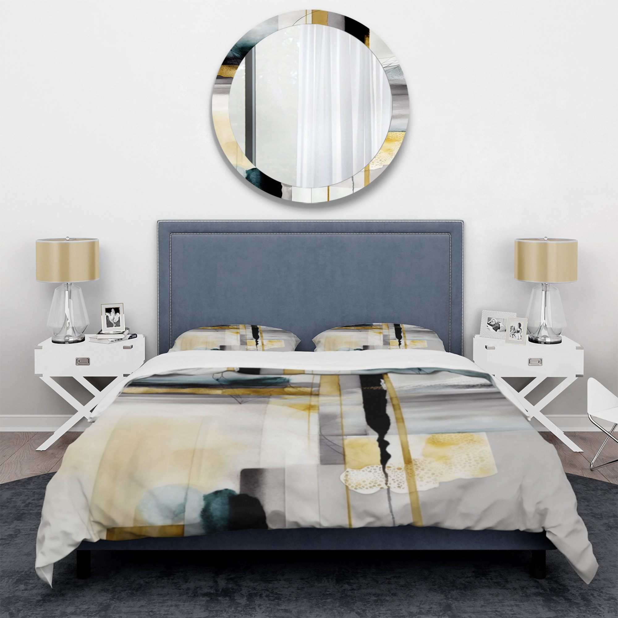 Design Art Abstract Transitional Shapes Black IV - Modern Duvet Cover ...