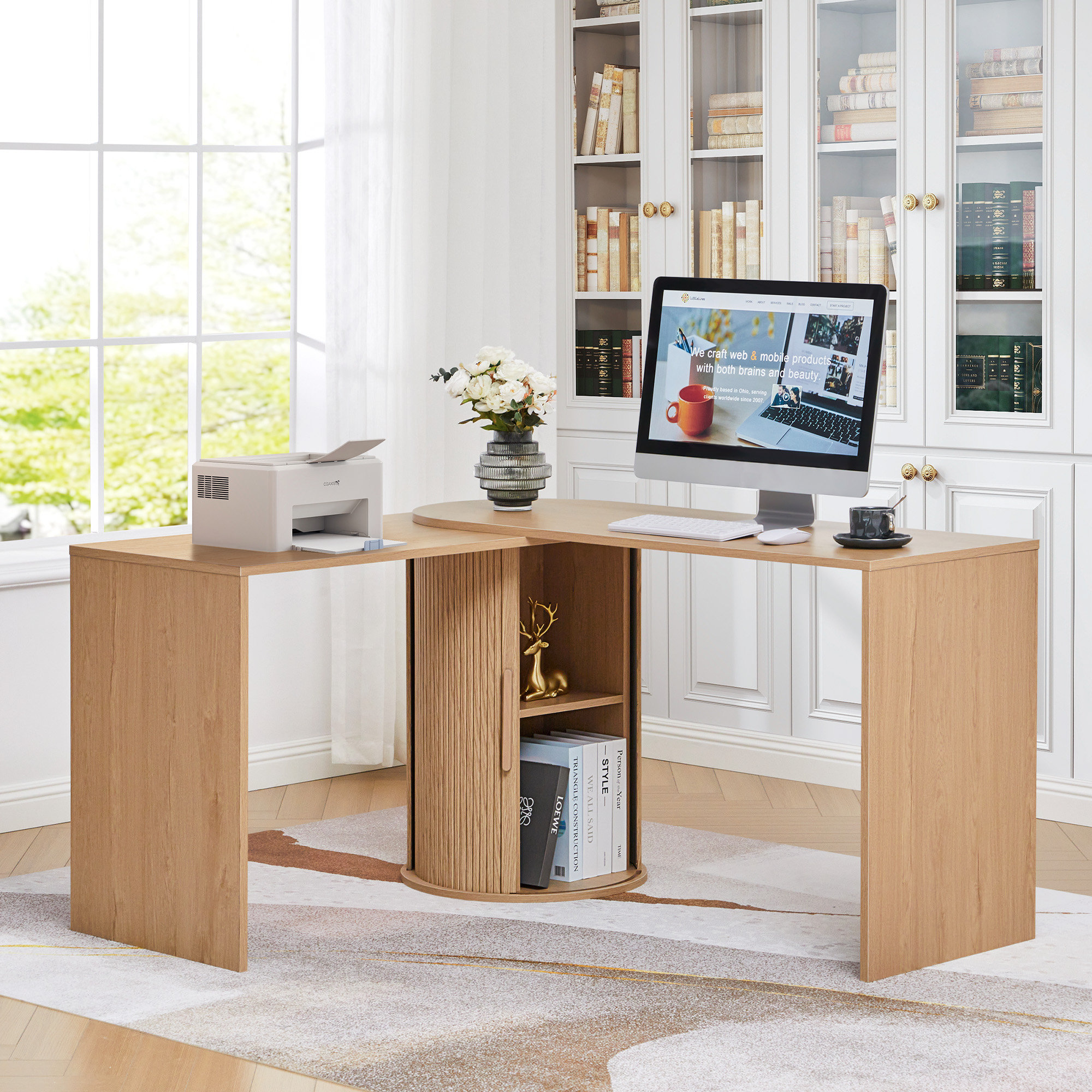 Latitude Run® L-Shaped Computer Desk With Storage - Wayfair Canada