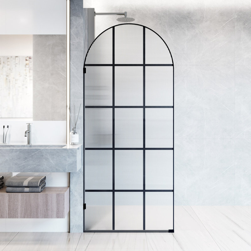 VIGO Arden 34" W x 78" H Fixed Framed Shower Screen with 3/8" Grid ...