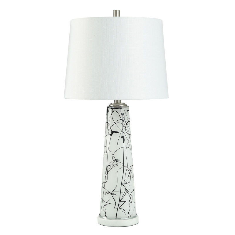 StyleCraft Home Ebony Drip - Glass Table Lamp - White Shade | Wayfair