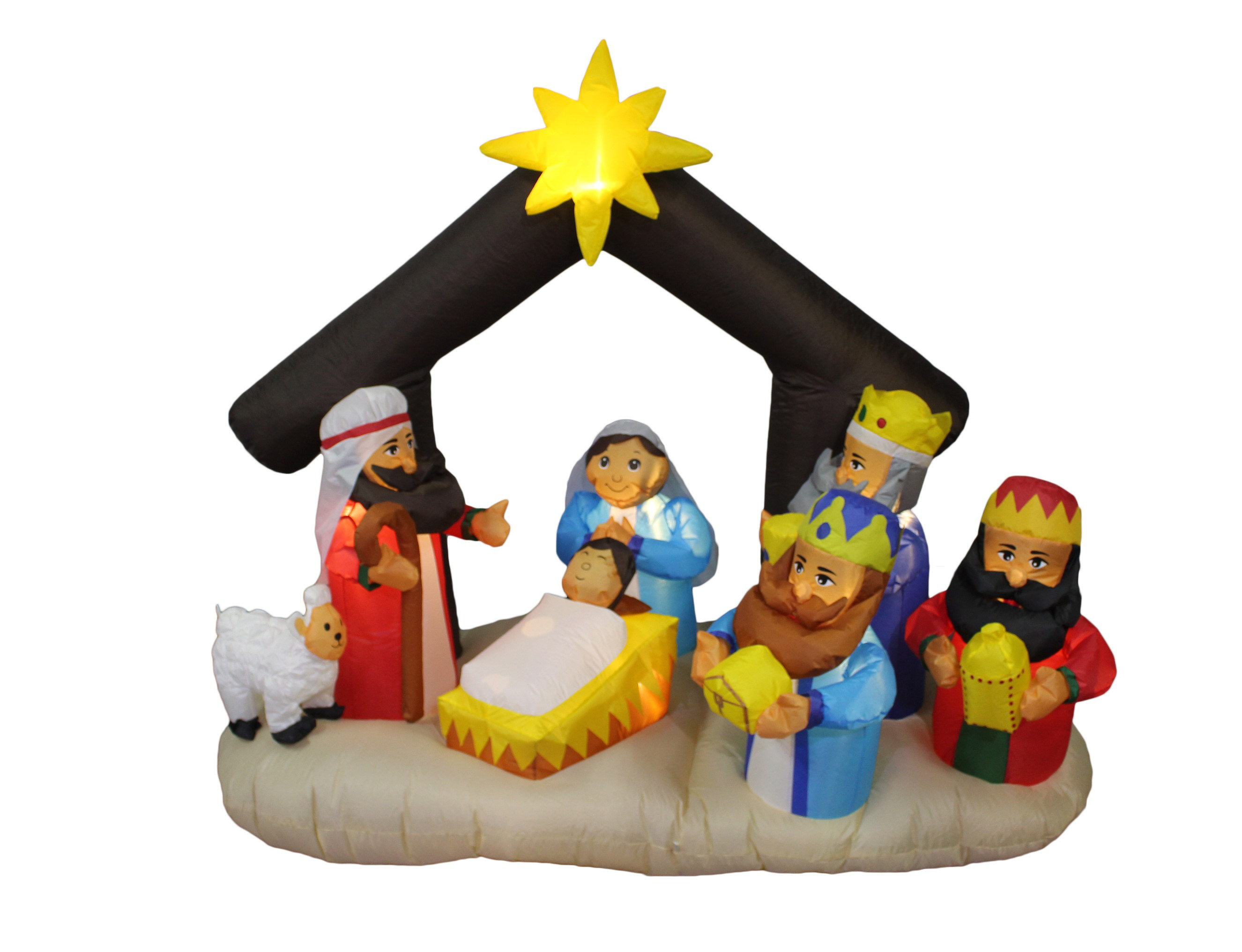The Holiday Aisle® 6 Foot Long Lighted Nativity Scene with Three Kings ...