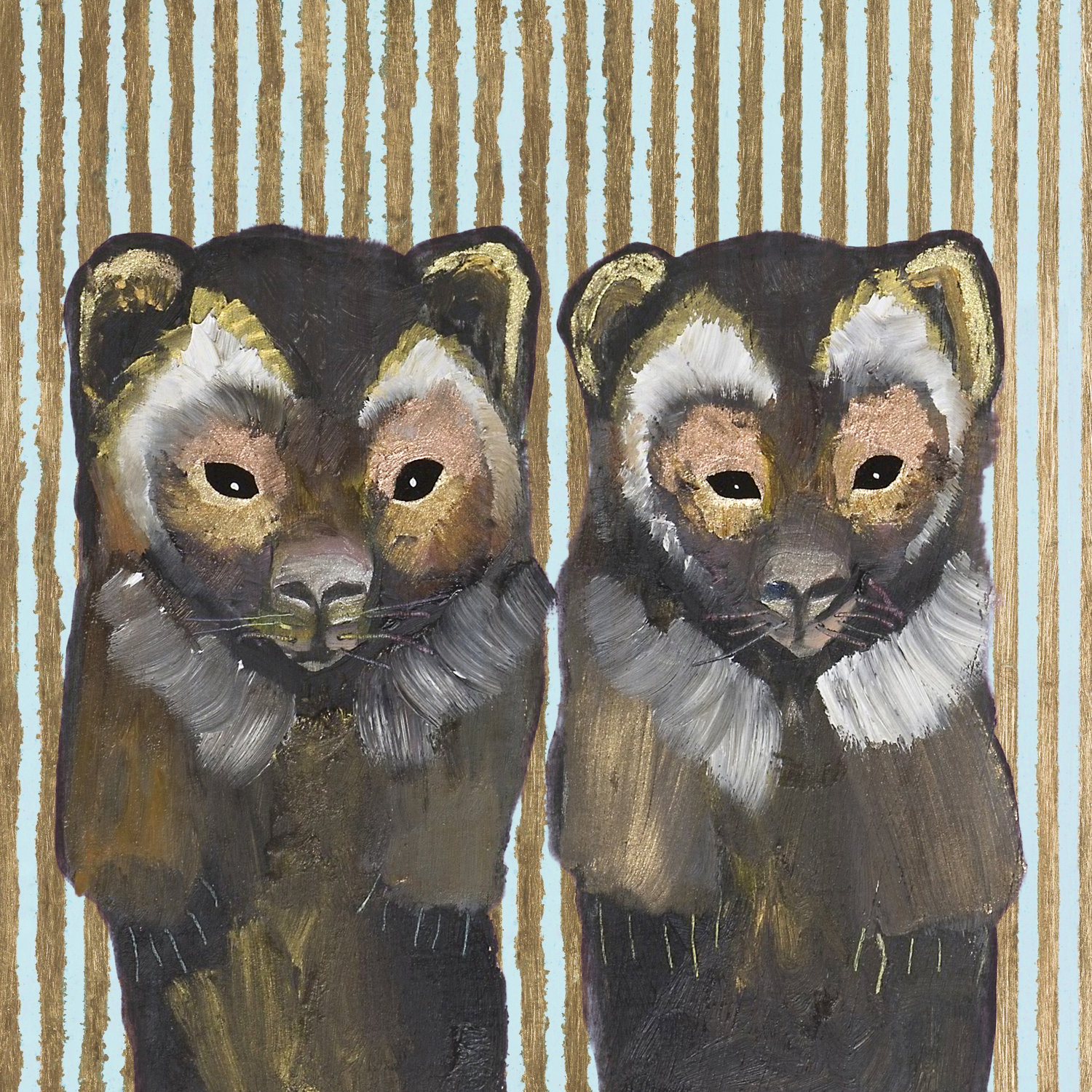 GreenBox Art 'Pair of Wolverines on Stripes' - Wrapped Canvas Print ...