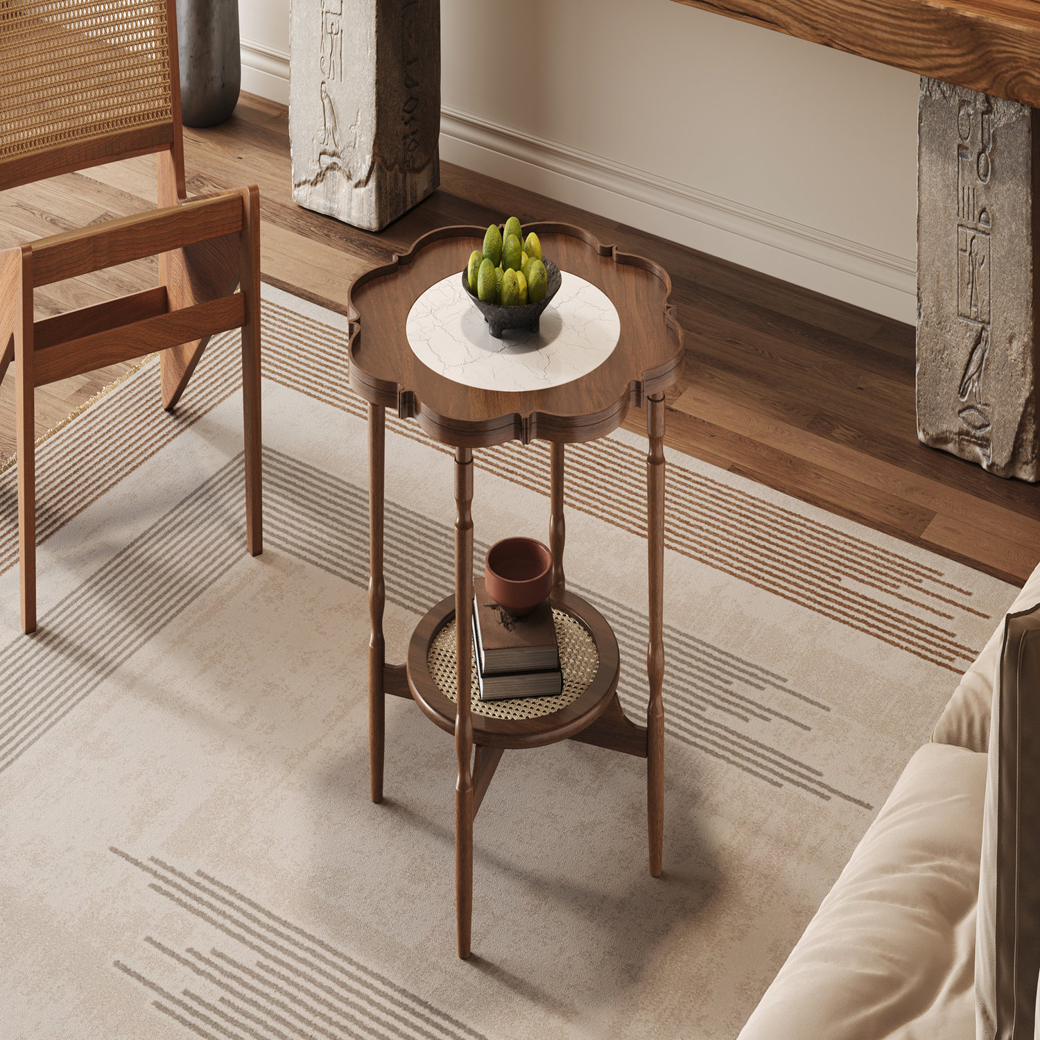 Dakota Fields Mid-Century Style Coffee Table with Petal Shape and White ...