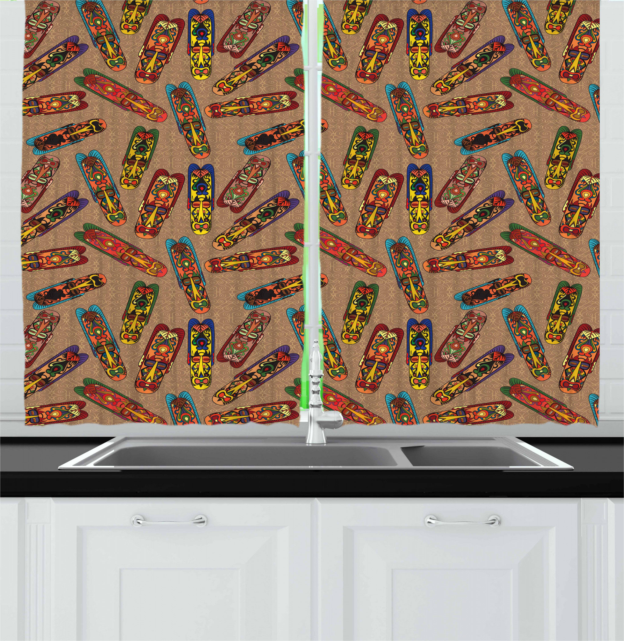 East Urban Home African Kitchen Curtain | Wayfair