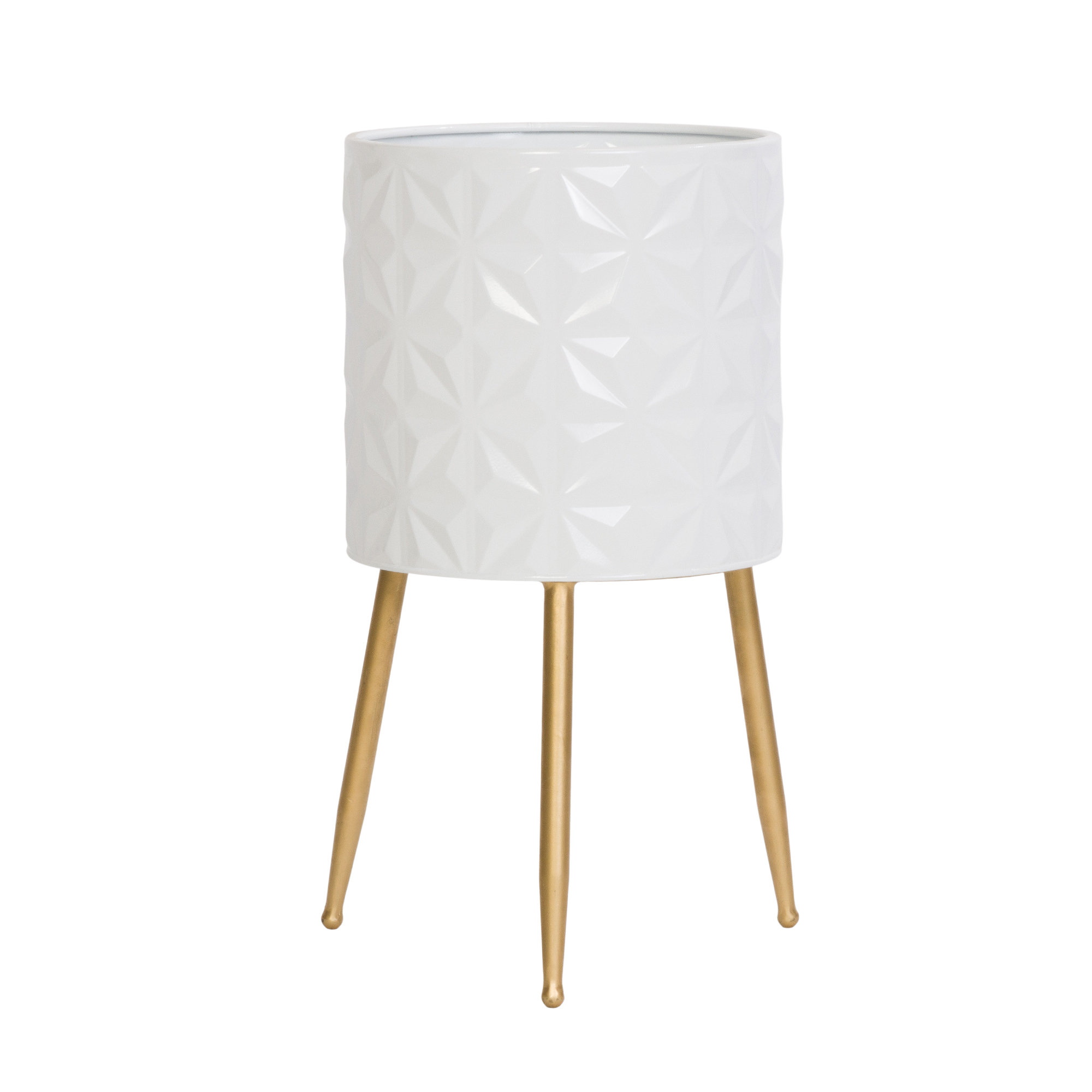 Mercer41 Zoe Glam Indoor Metal Pot Planter With 3-Leg Metal Base ...