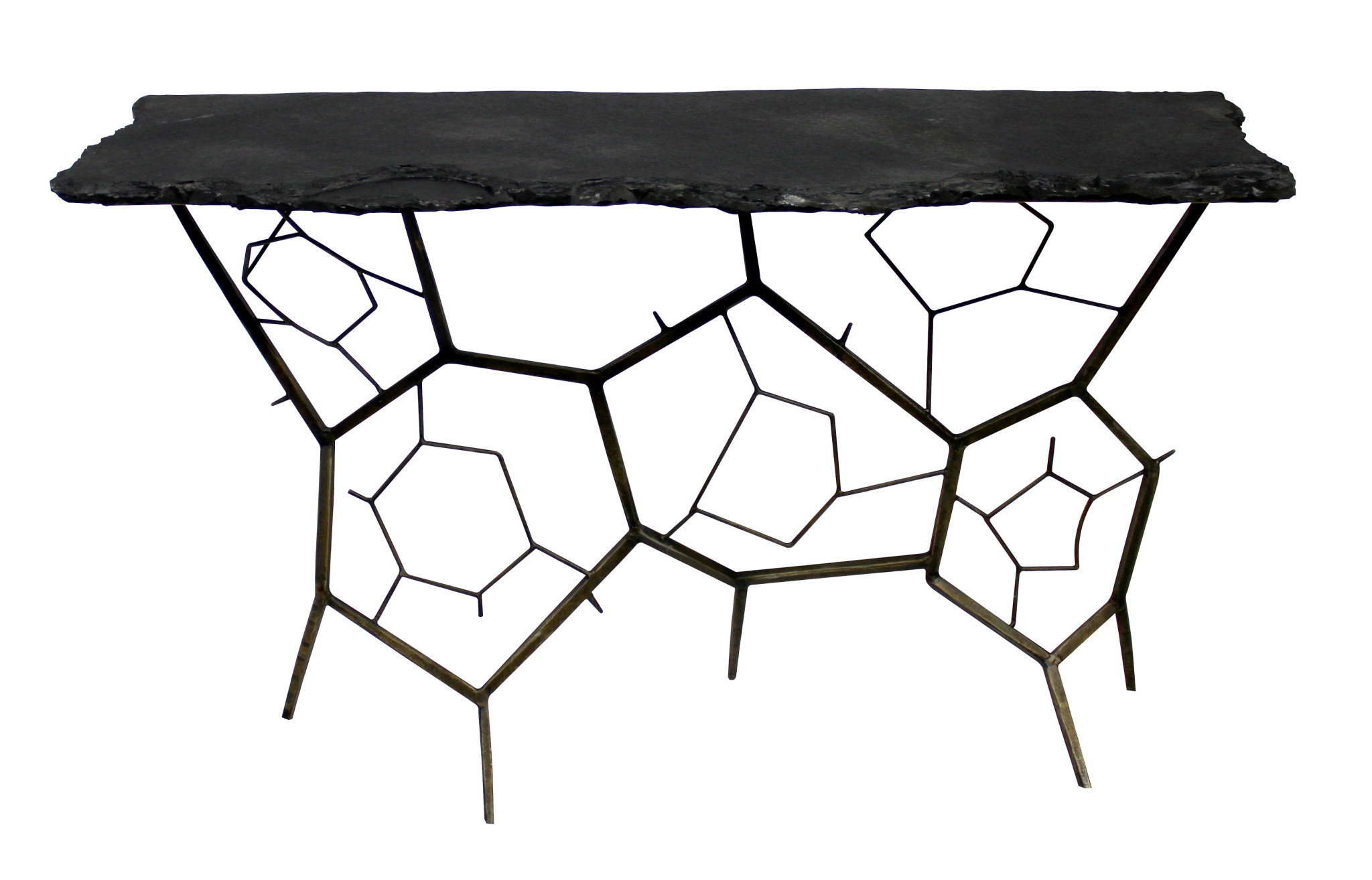 HomeRoots 51" Black Stone Abstract Console Table | Wayfair