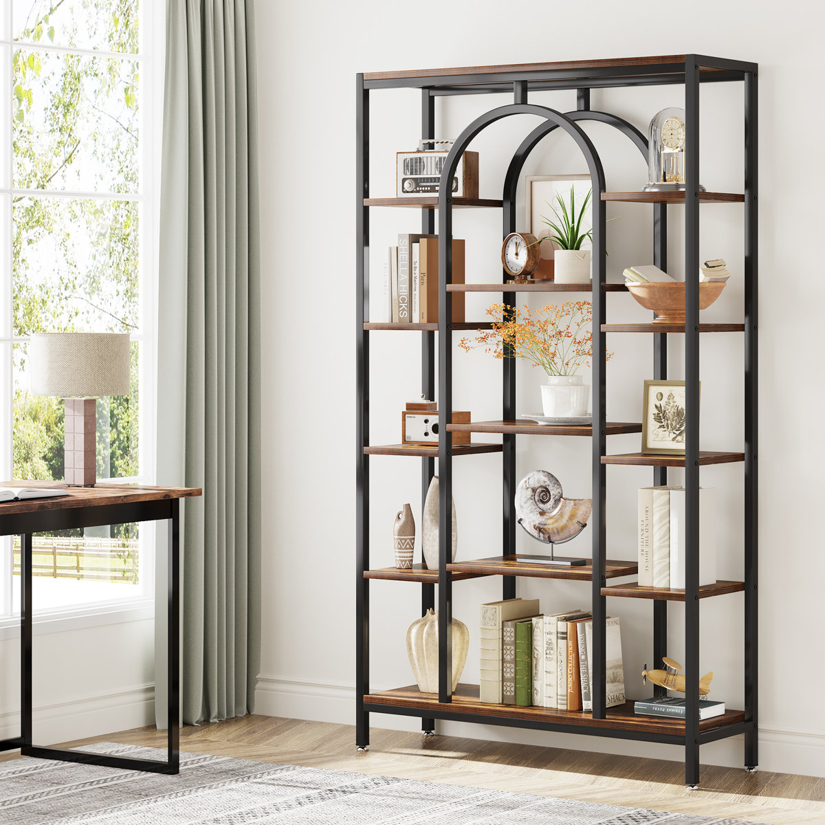 17 Stories Tonise 70.8" H Tall Geometric Bookcase & Reviews | Wayfair