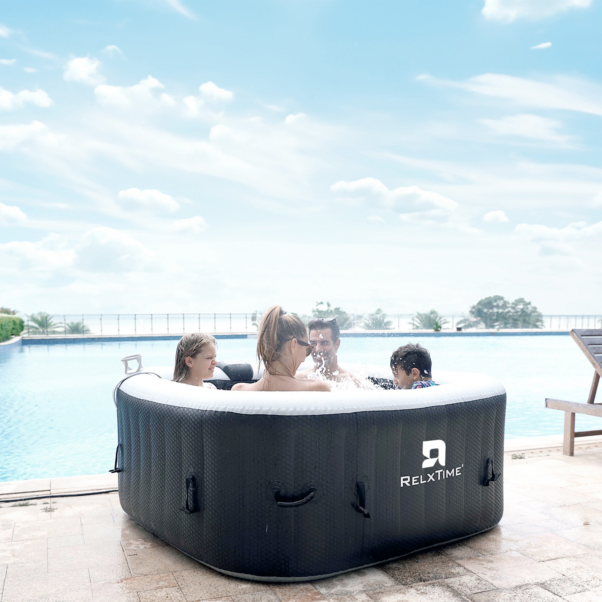 RELXTIME Square Inflatable Hot Tub 2 To 3 Person Blow Up Hottub Spa ...