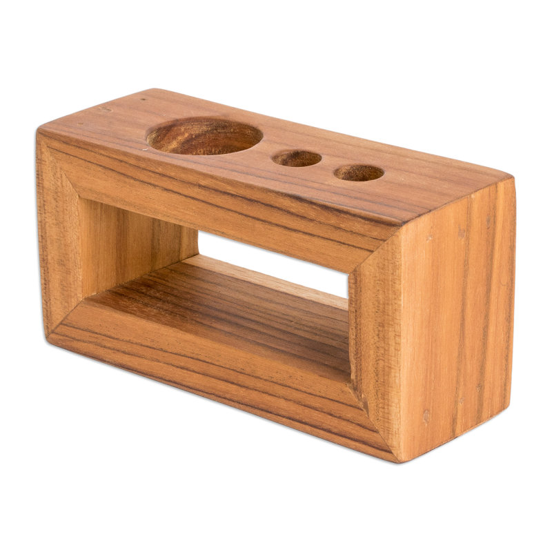 Millwood Pines Handmade Minimalist Plan Wood Toothbrush Holder | Wayfair