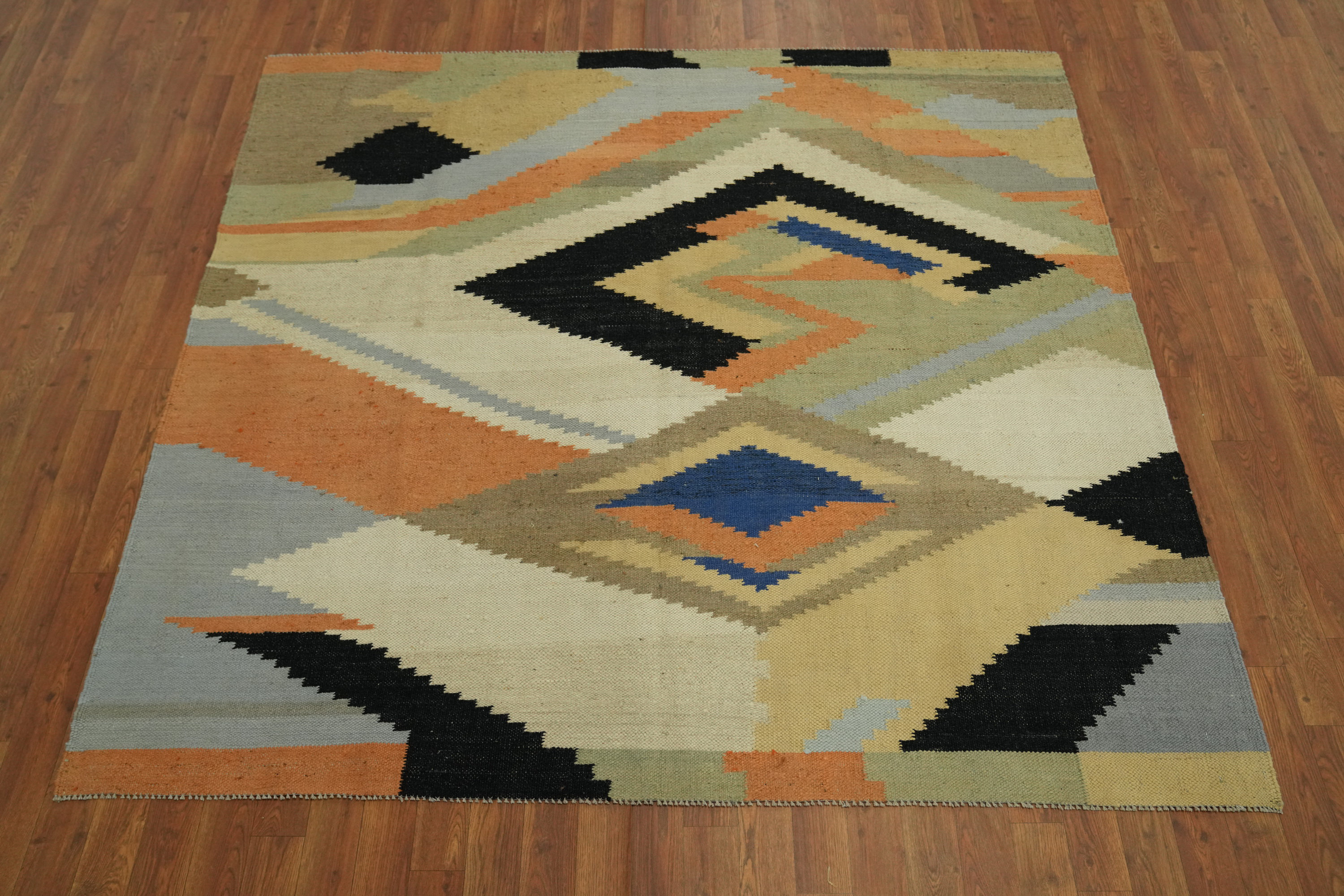 Dakota Fields Square Wool Kilim Vegetable Dye Area Rug 6x6 | Wayfair