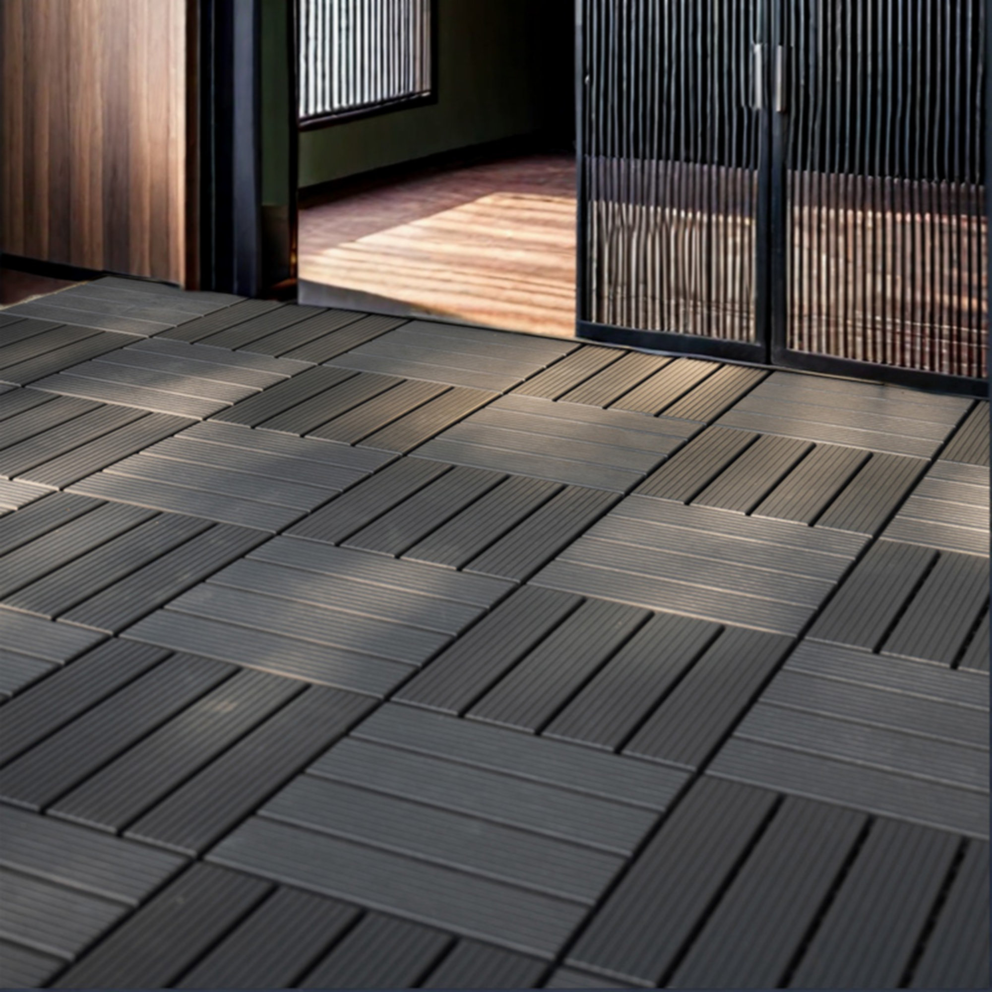 Go Peak Track 44 Pack 12X12 Square Waterproof Outdoor Deck Tiles ...